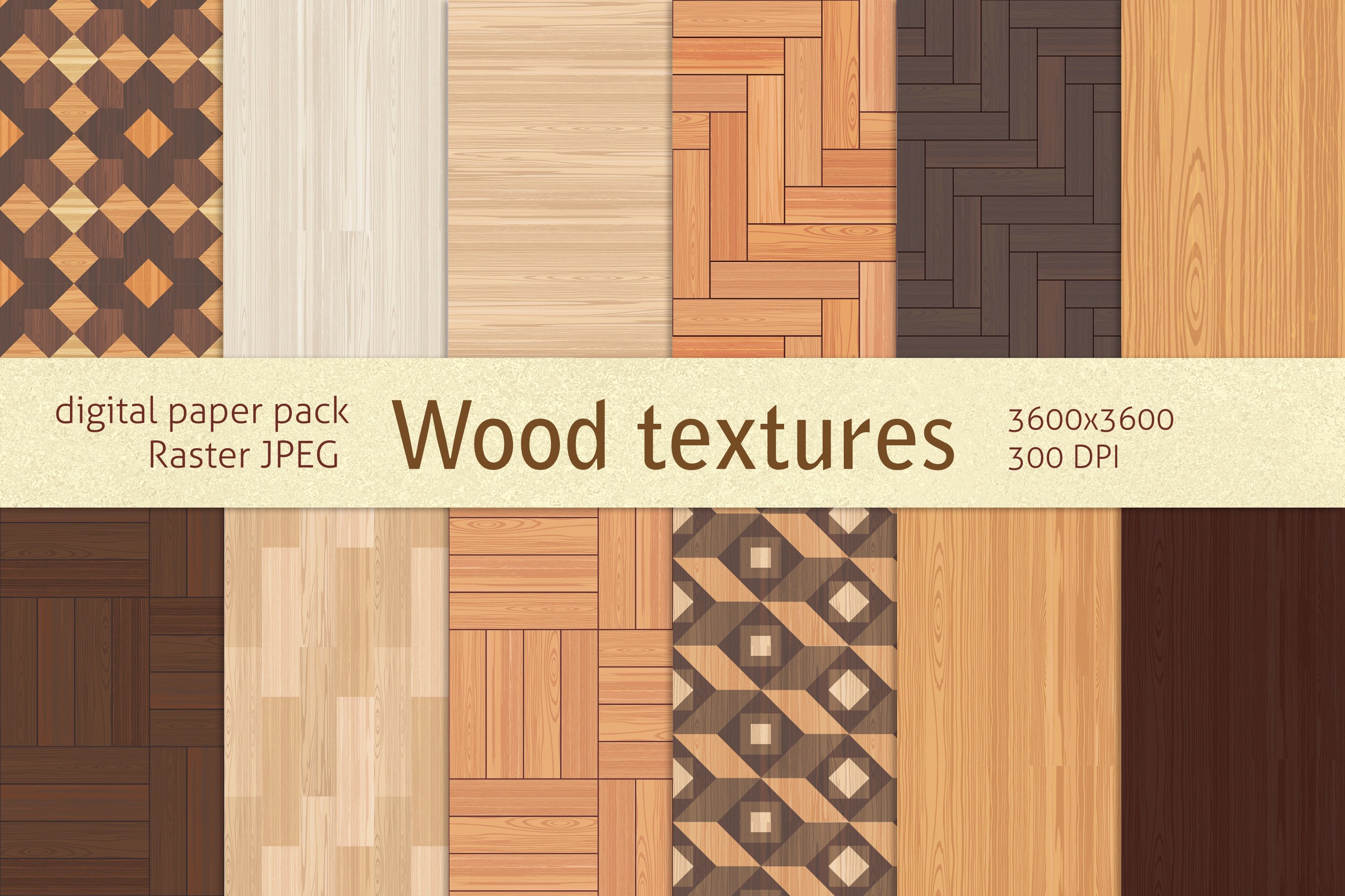 Wooden Textures Digital Paper Pack JPG Background