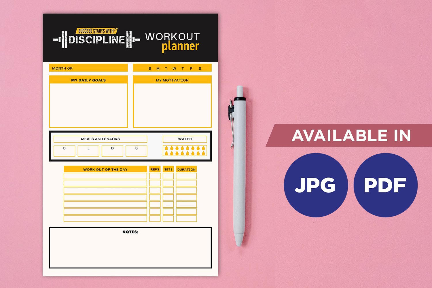 Blank Workout Planner