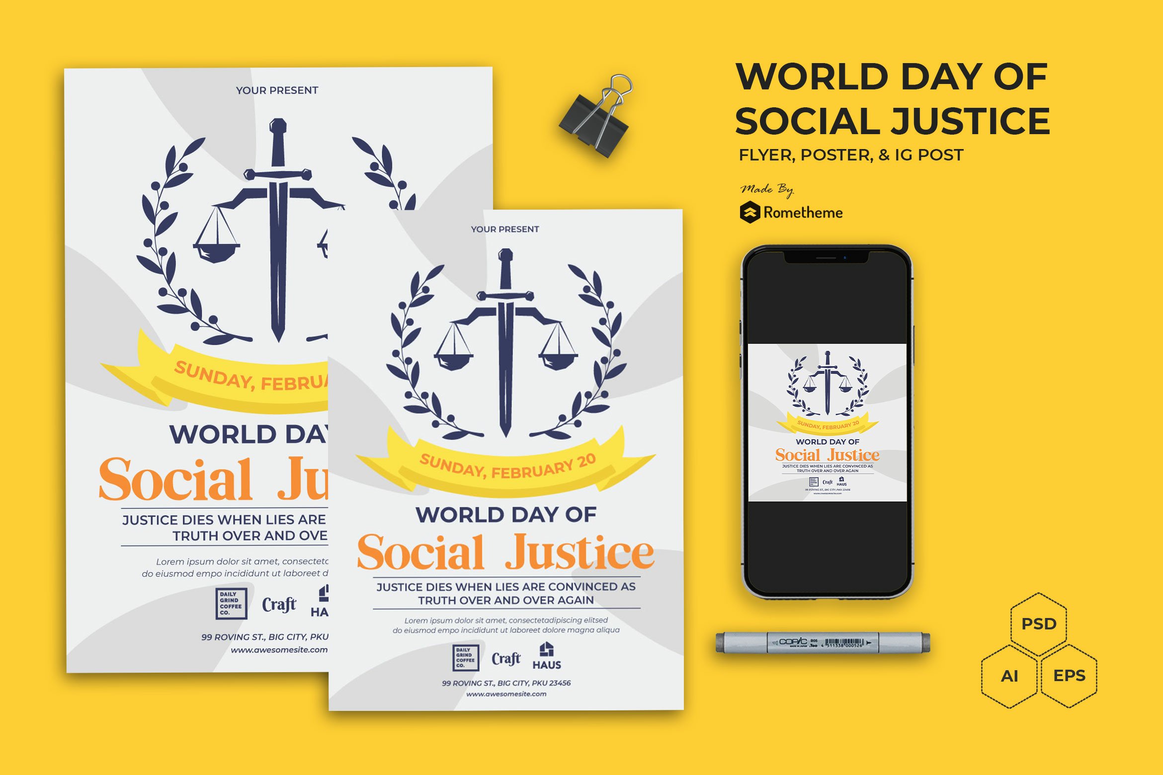 World Day of Social Justice - Flyer Set AS (1821304) | Flyers | Design ...