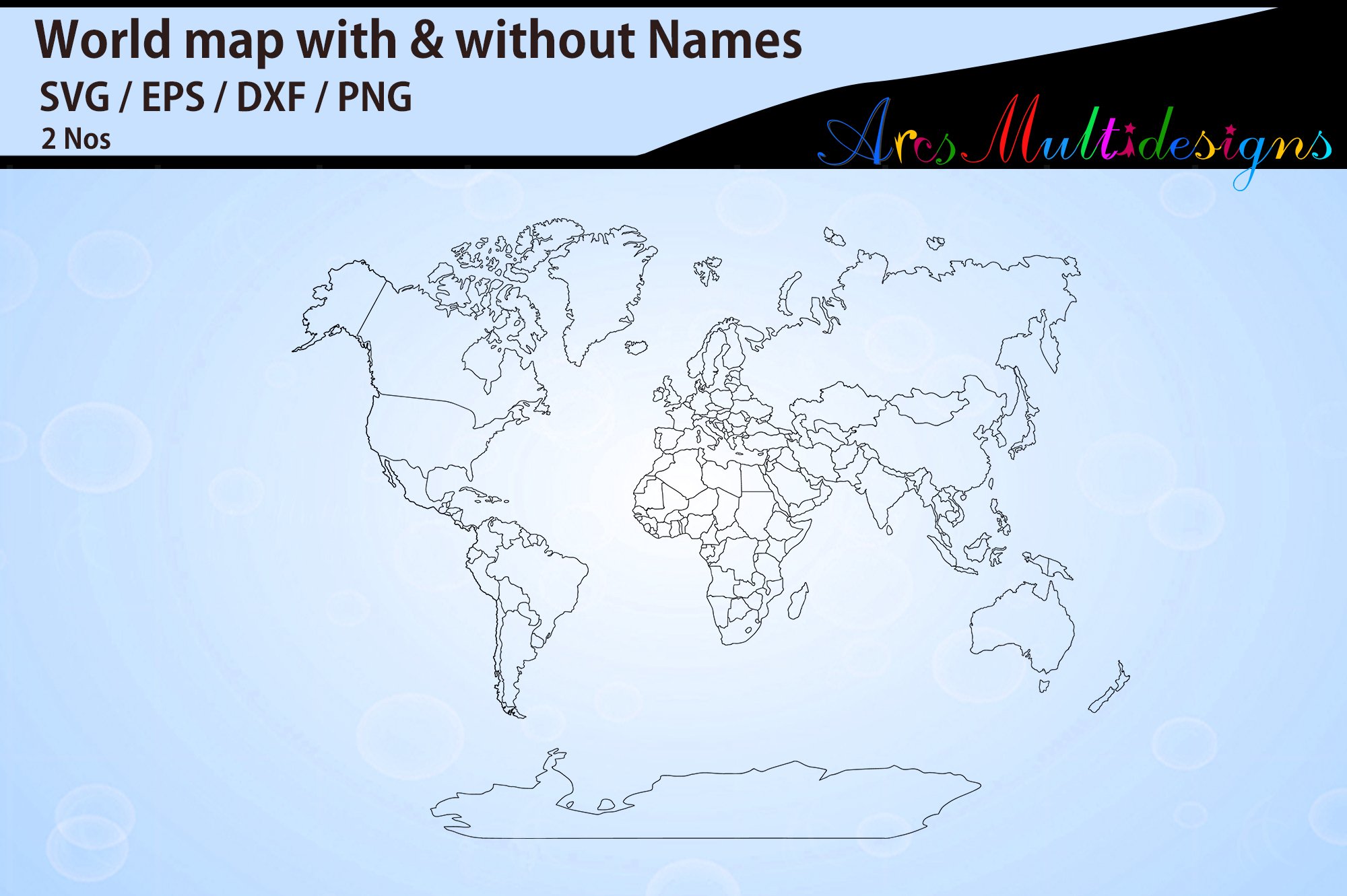 Outline World Map Pdf And Vector Eps Free Download