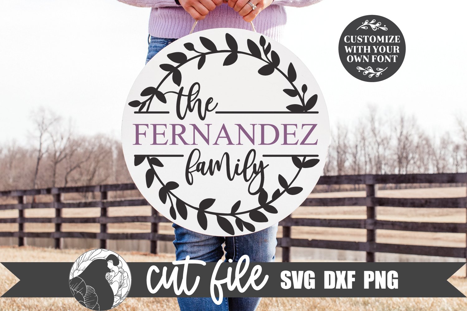 Wreath Family Last Name SVG