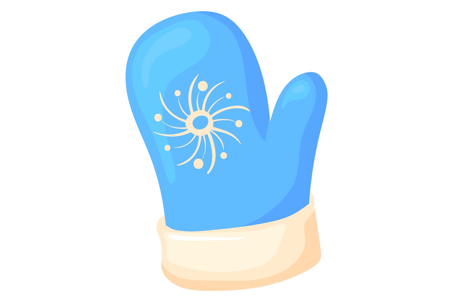 Winter blue mitten. Cartoon kid snowflake glove (2088564 ...