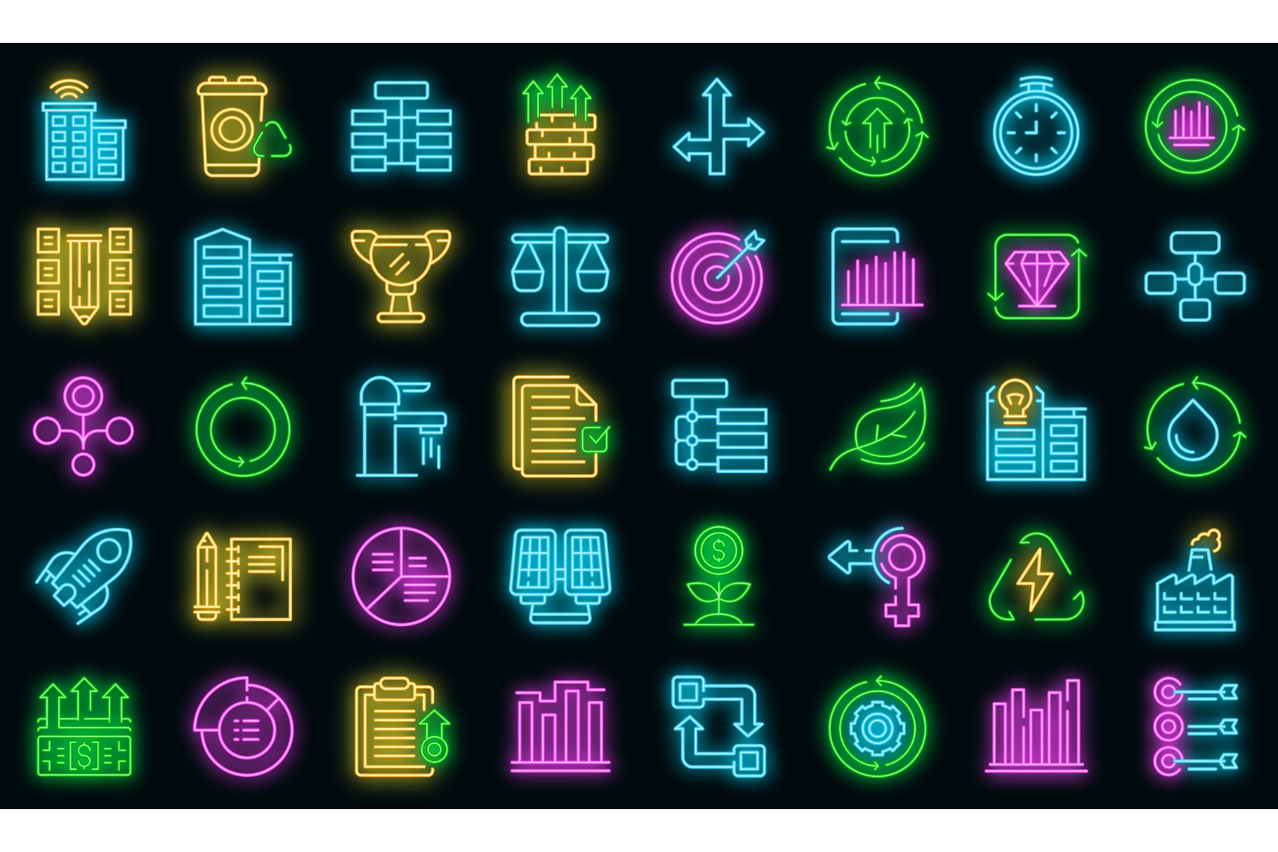 Sustainable development icons set vector neon (1786143) | Icons ...