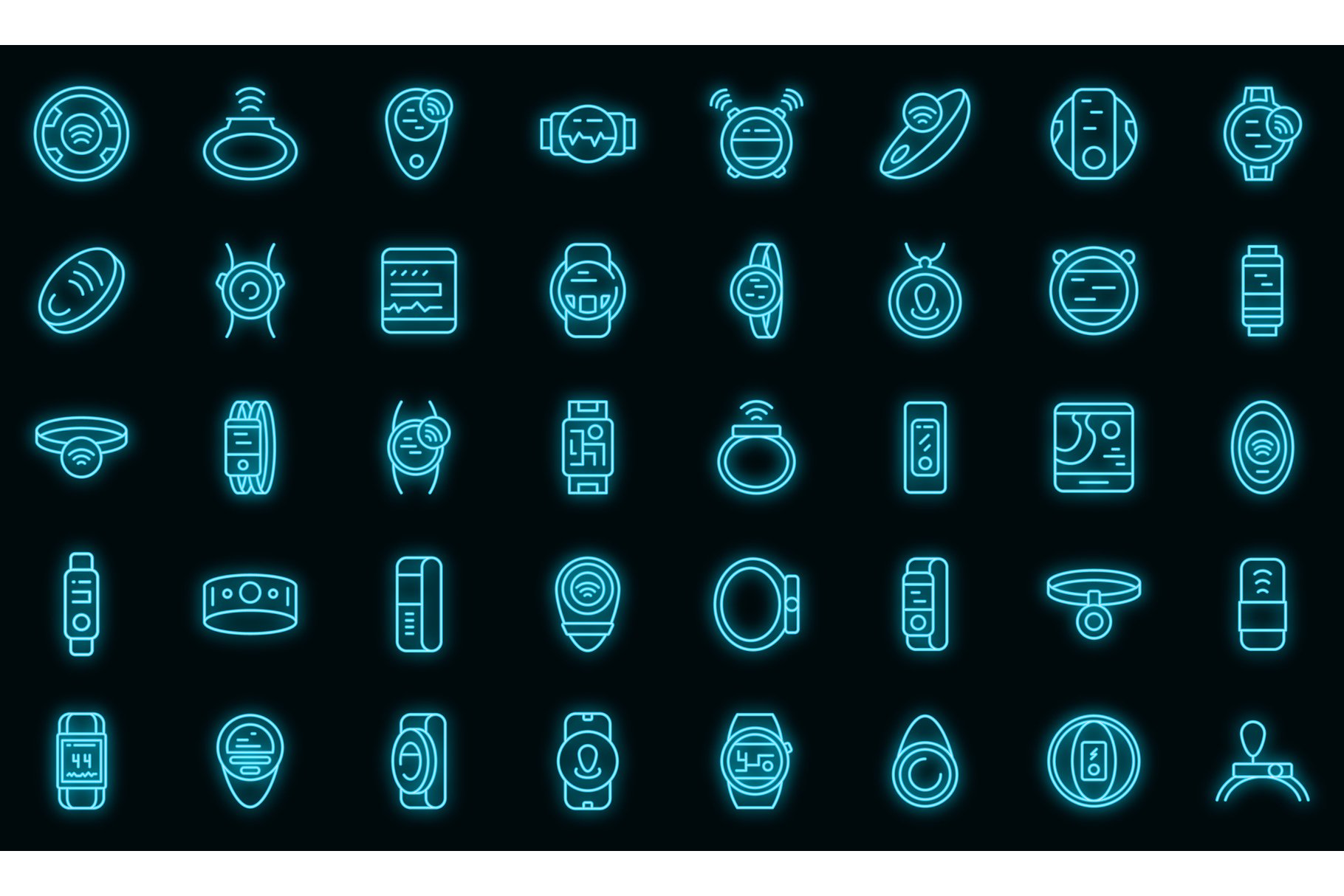 Wearable tracker icons set vector neon (1786638) | Icons | Design Bundles