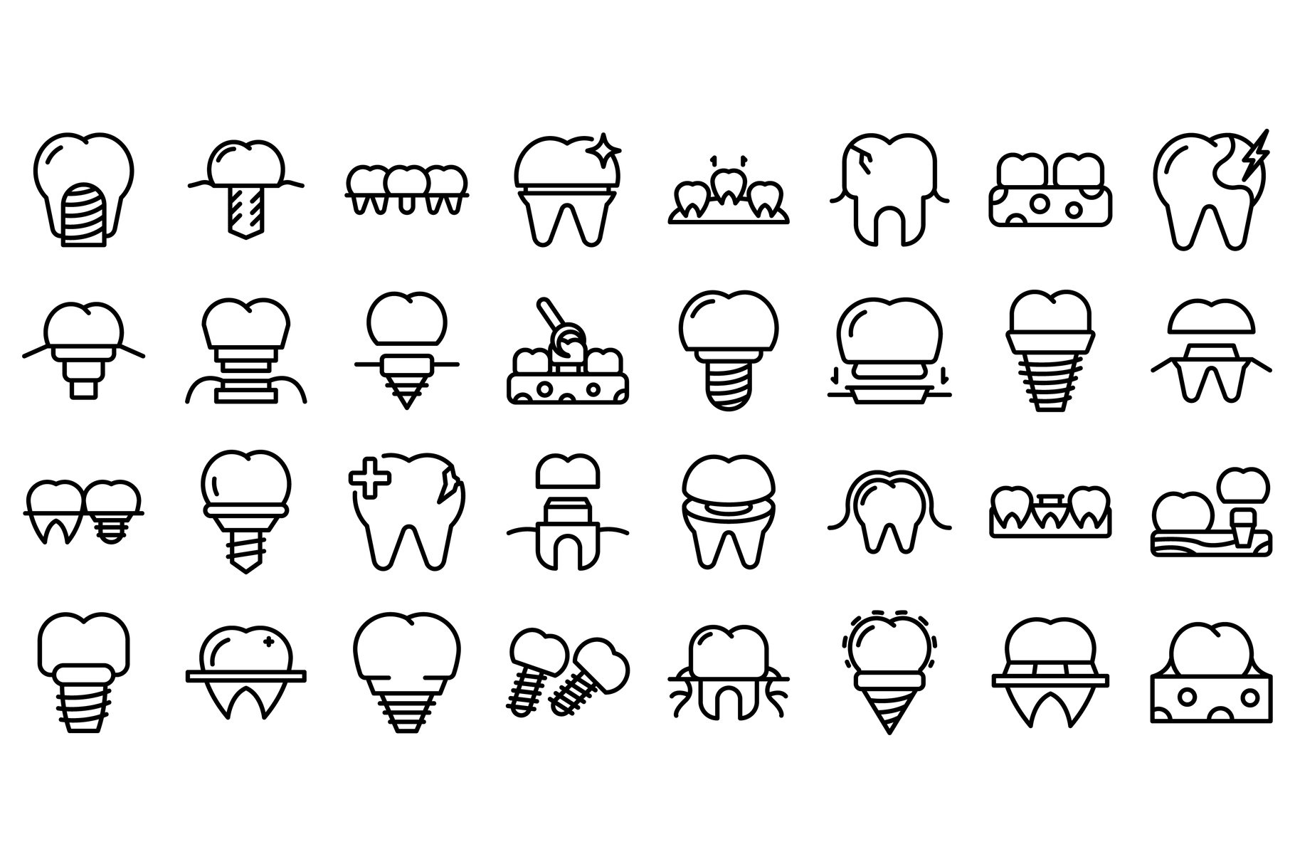 Dental implant icons set outline vector. Surgery jaw (1786998) | Icons ...