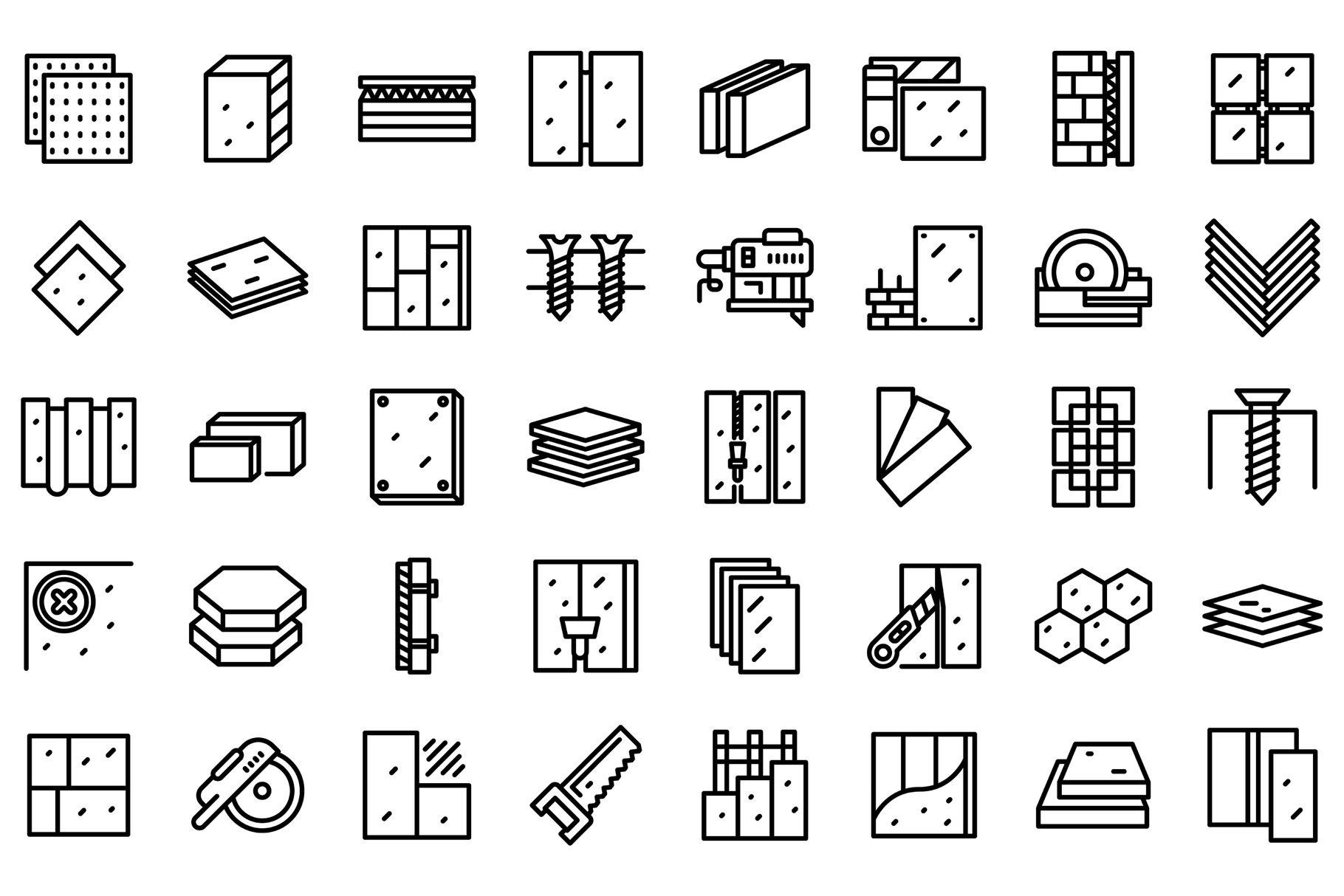 Drywall icons set outline vector. House plasterboard (1787105) | Icons ...