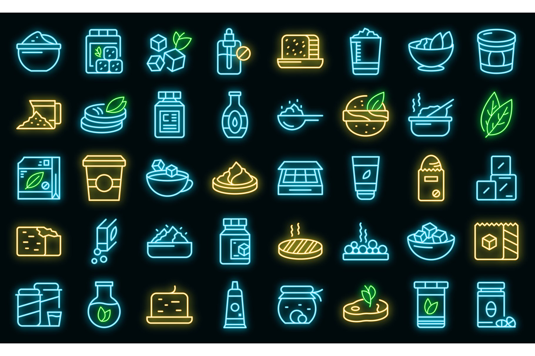 Food substitutes icons set vector neon (1787118) | Icons | Design Bundles