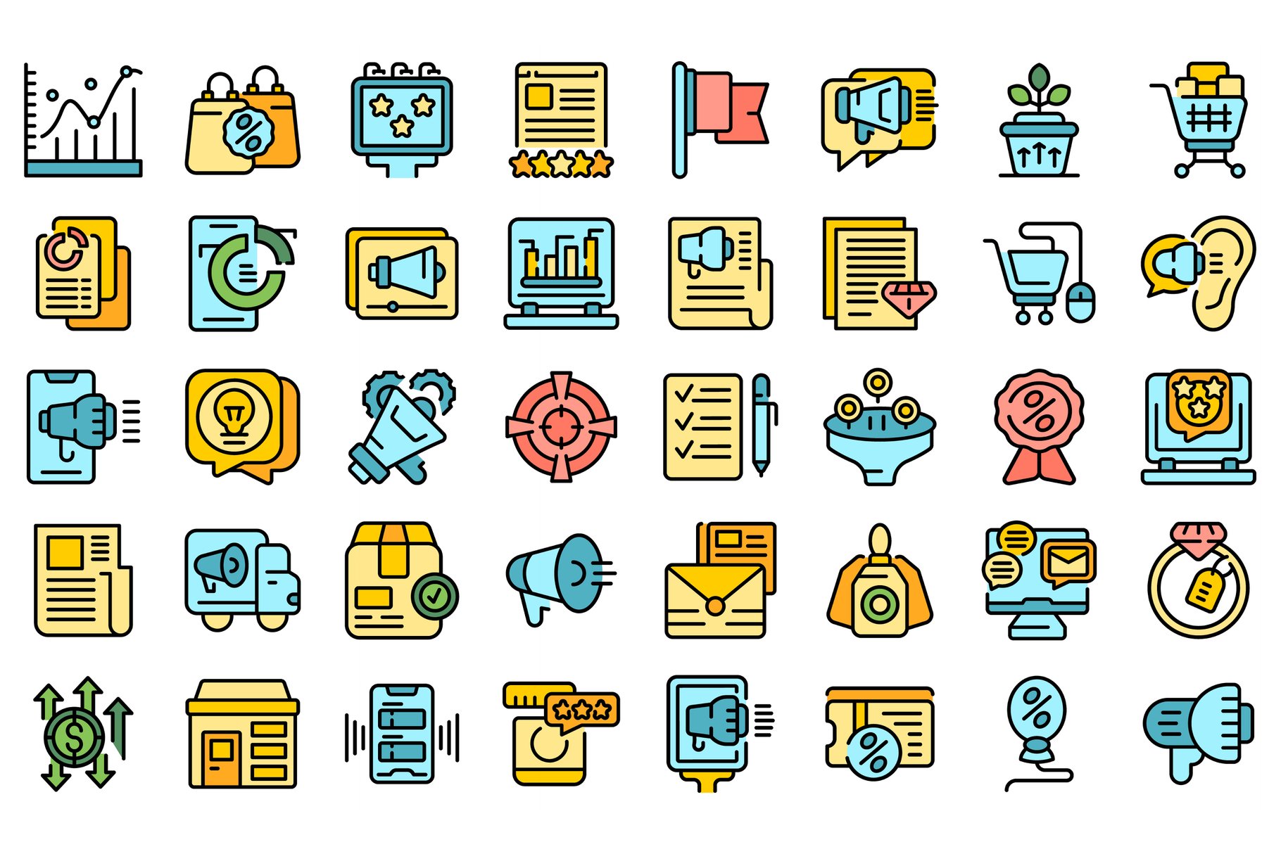 Promotion icons set vector flat (2211050) | Icons | Design Bundles
