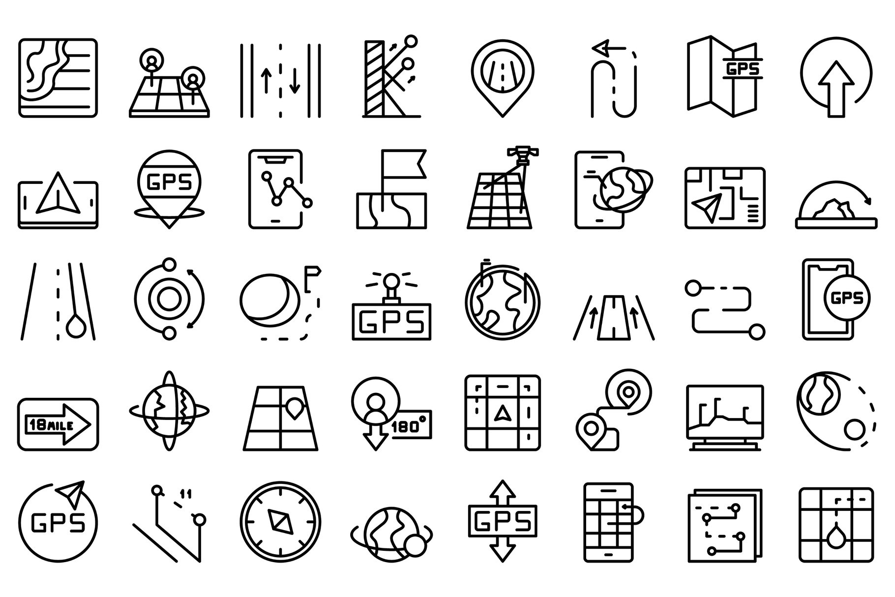 Trajectory icons set outline vector. Business road (1787224) | Icons ...