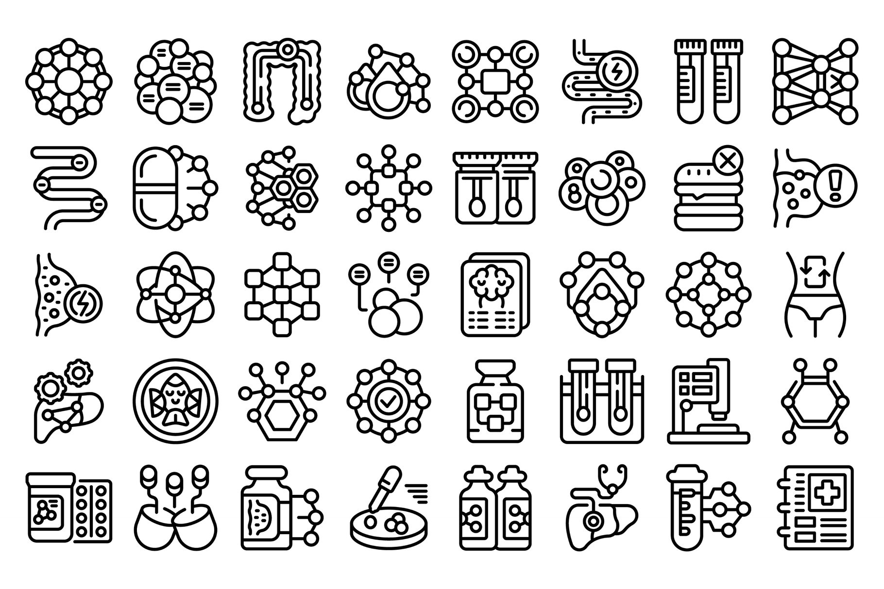 Enzymes icons set outline vector. Digestive food (2213081) | Icons ...