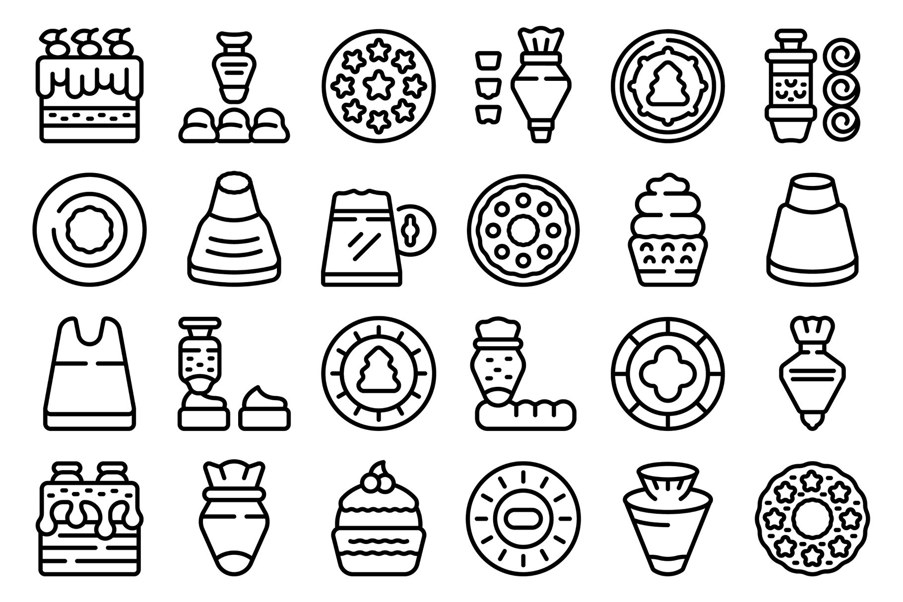 Icing nozzles icons set outline vector. Cake decoration (2288290 ...