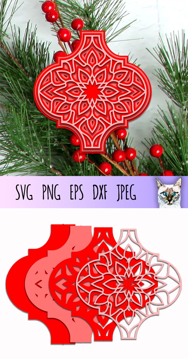 3D Layered arabesque tile ornament svg. (1028291)