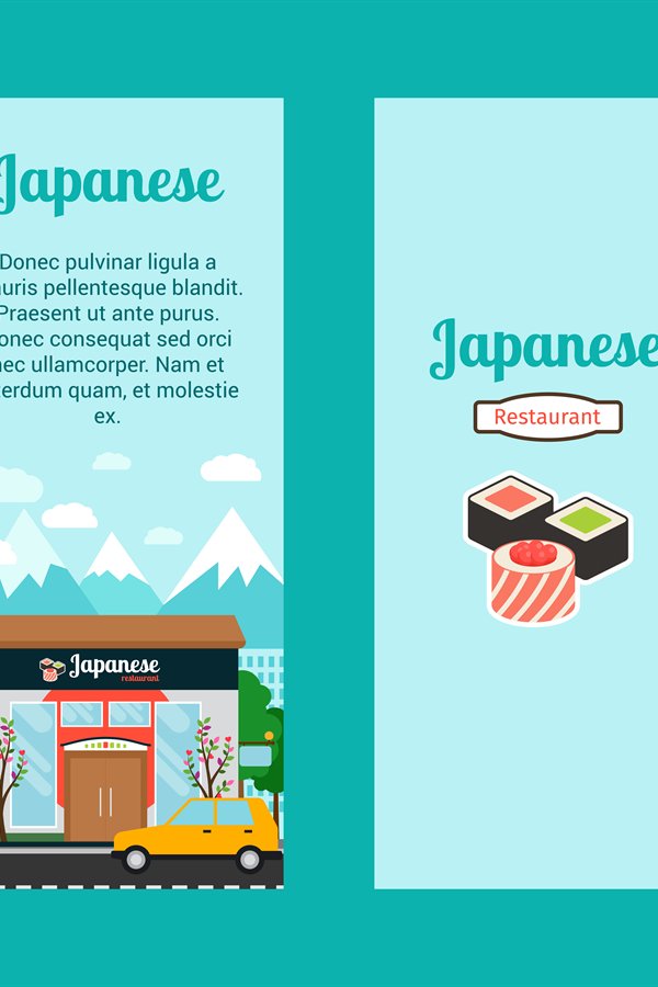 Japanese vertical flyers with shop building