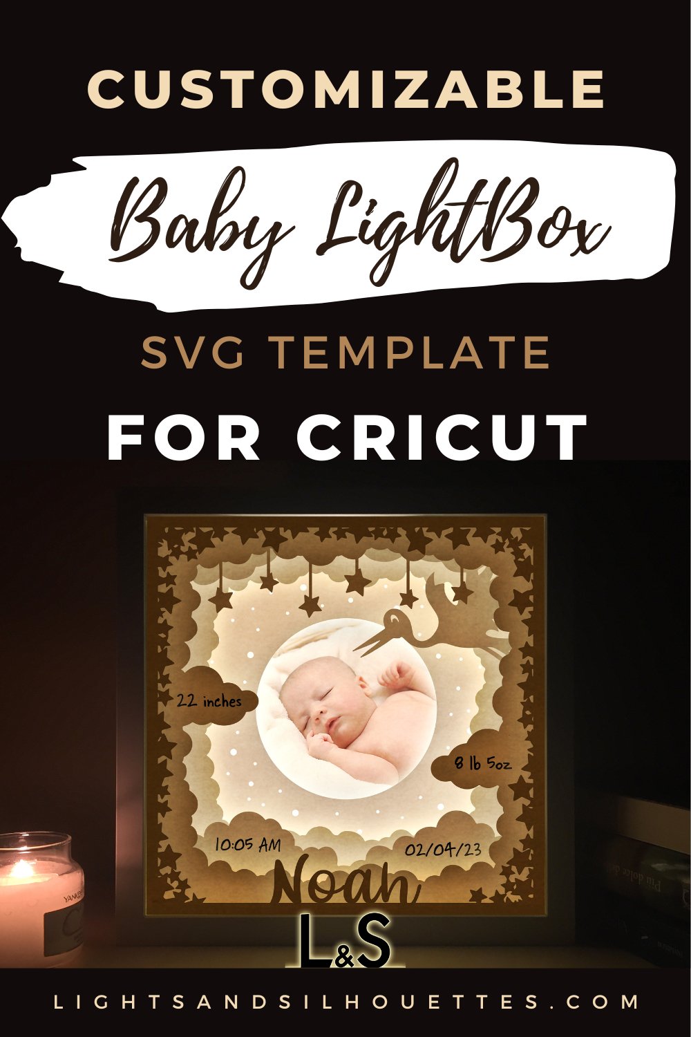 Customizable New Baby Shadow Box Svg | Paper Cut Light Box