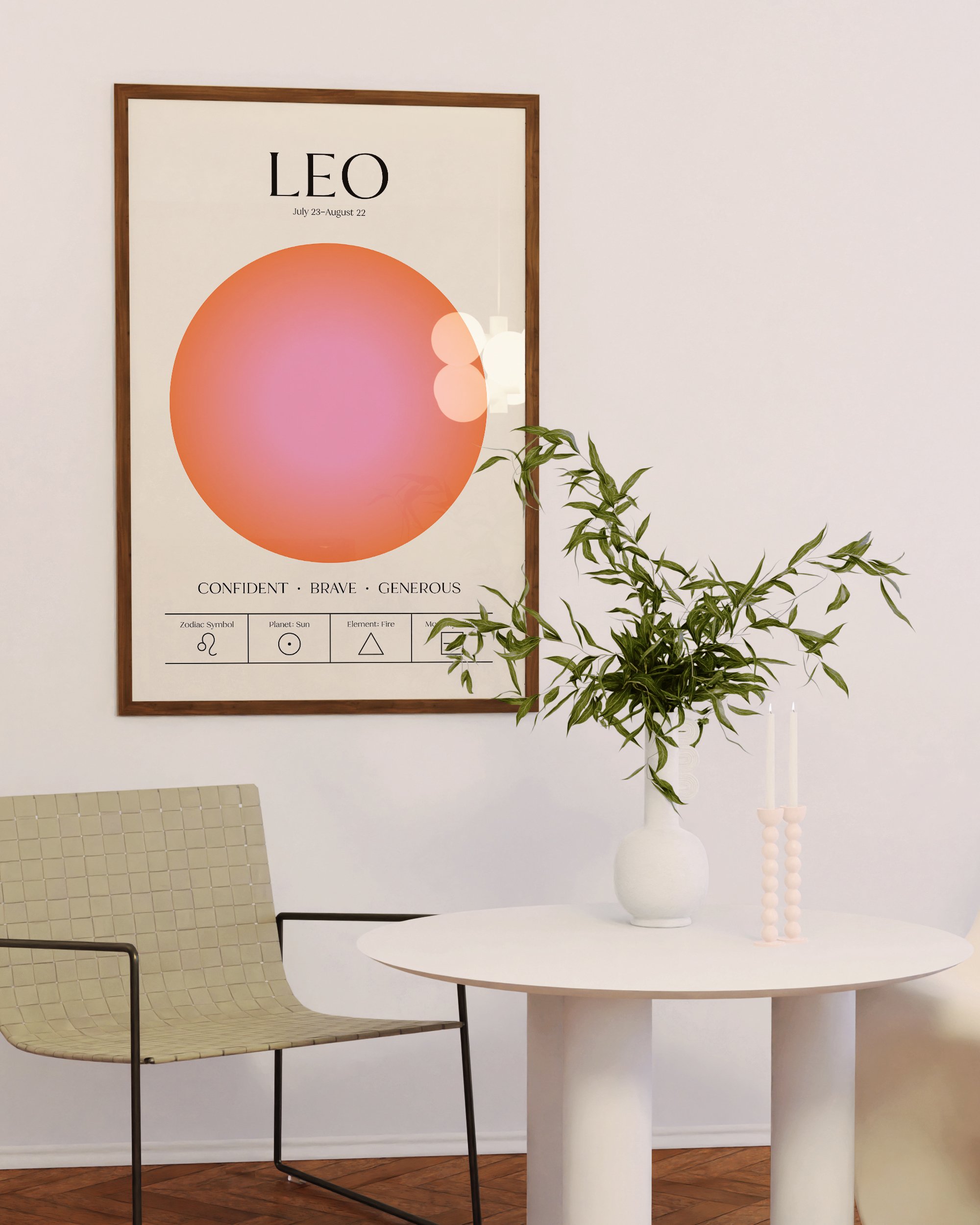 Leo printable poster, Zodiac wall art, Astrology print