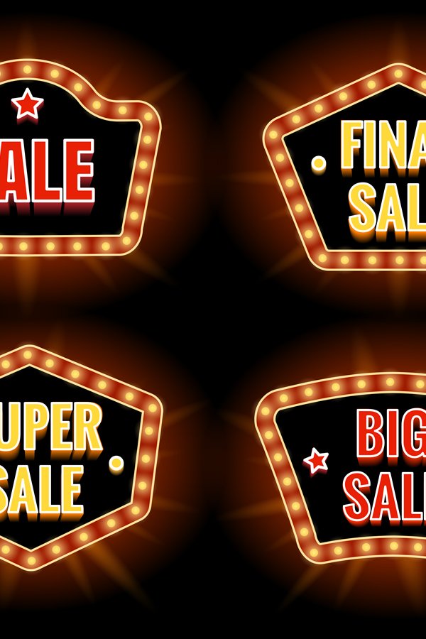 Retro sale lightbulb signs
