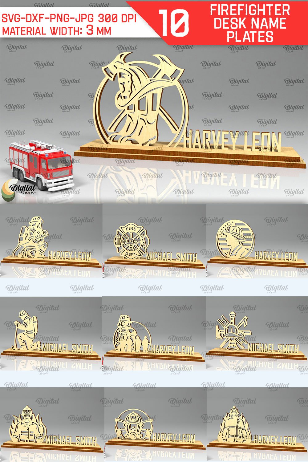 Firefighter Desk Name Plates Laser Cut Bundle