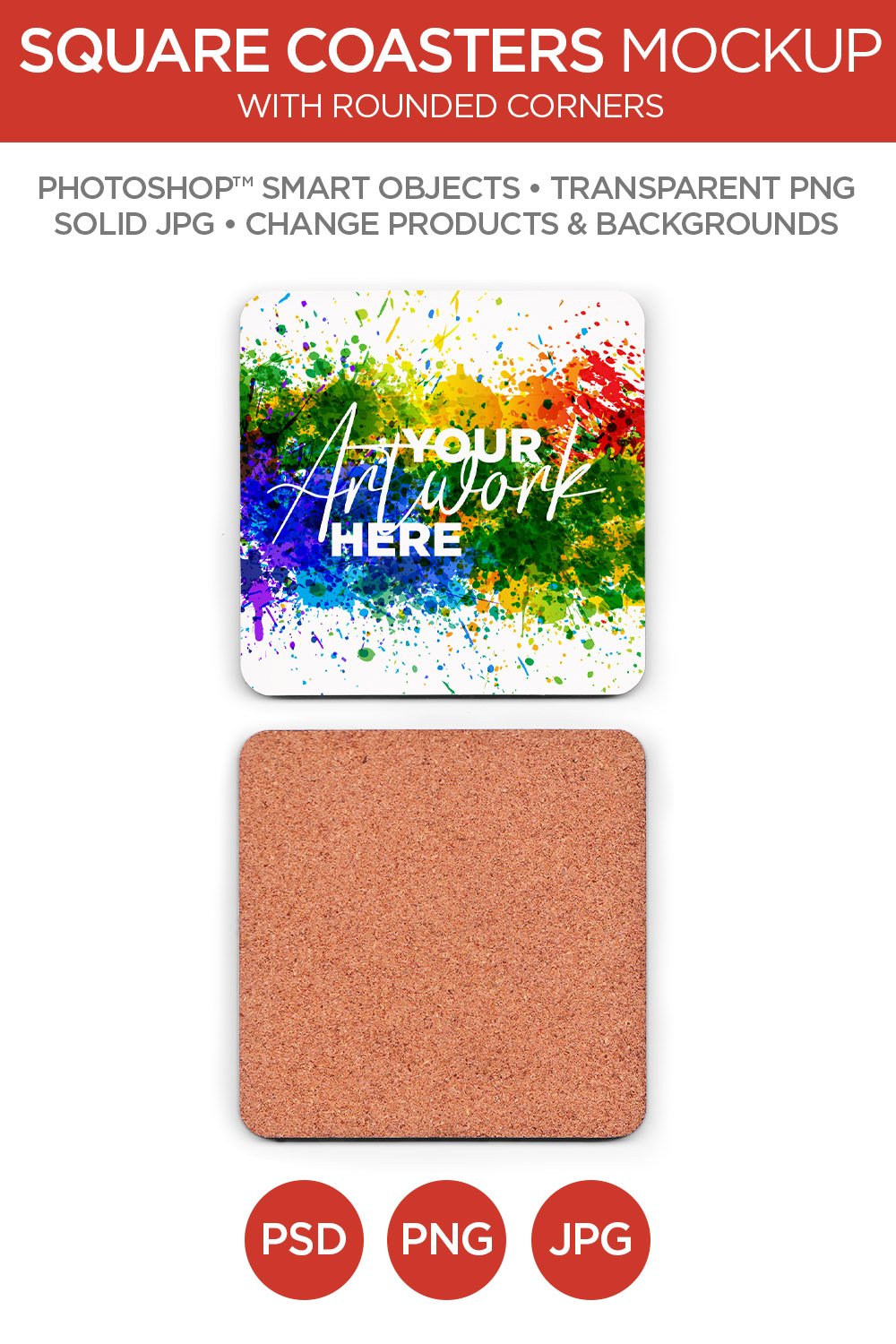 Square Coaster with Rounded Corners Mockup & Template