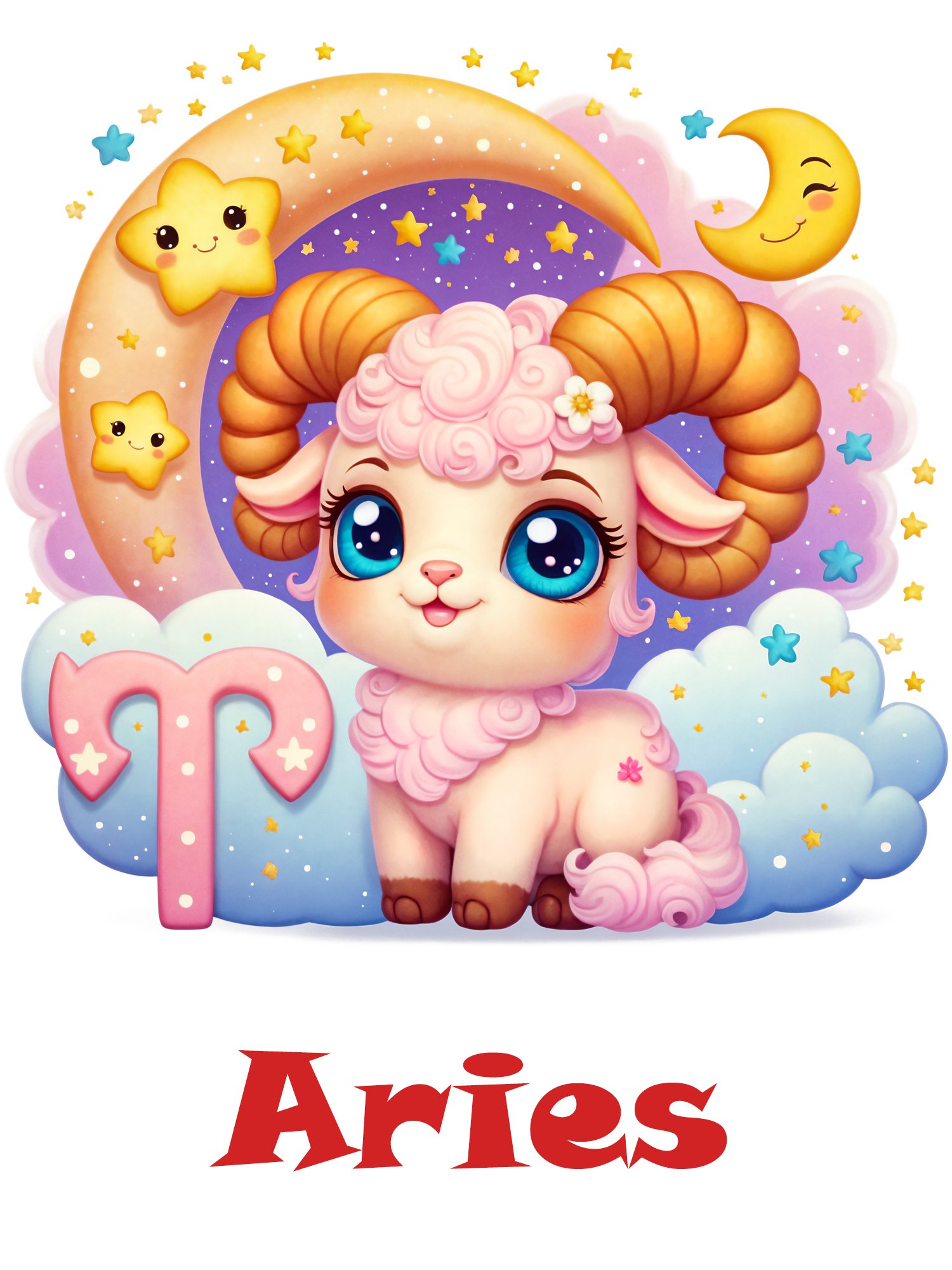 Cute Aries: 3D Cartoon Astrological Clipart