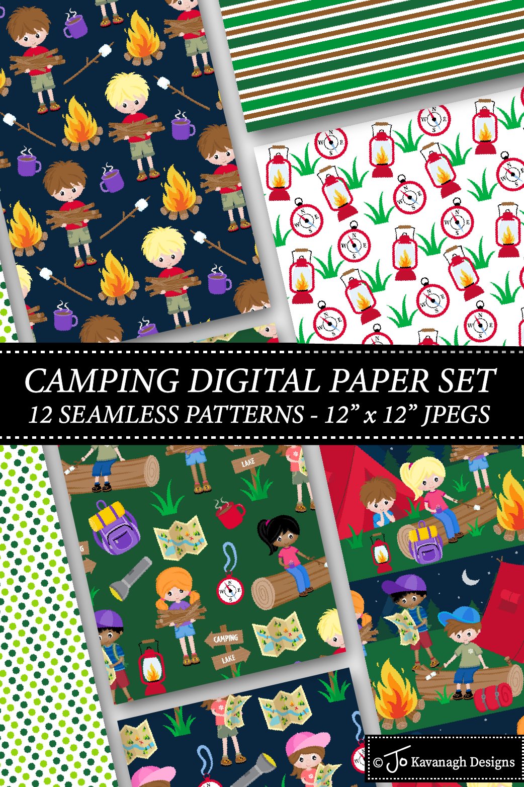 Camping digital papers | Kids summer camp