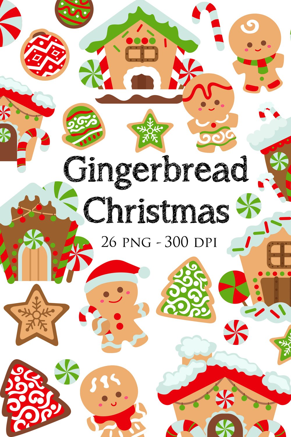 Cute Gingerbread Christmas Illustration Vector Clipart