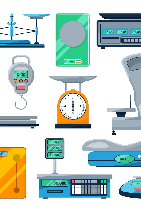 Vector set of different types of scales
