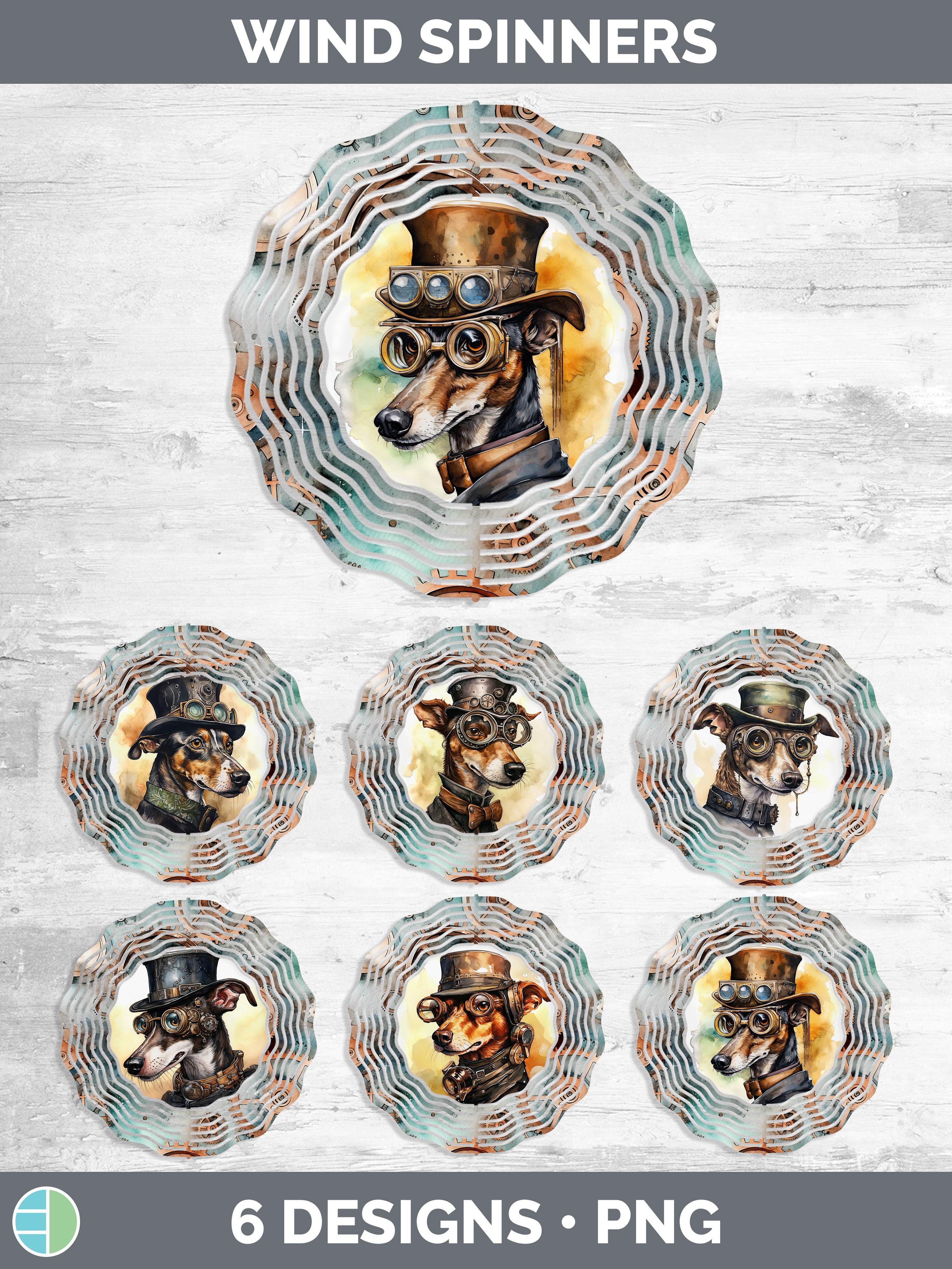 Steampunk Greyhound Dog Wind Spinner | Sublimation Spinner D