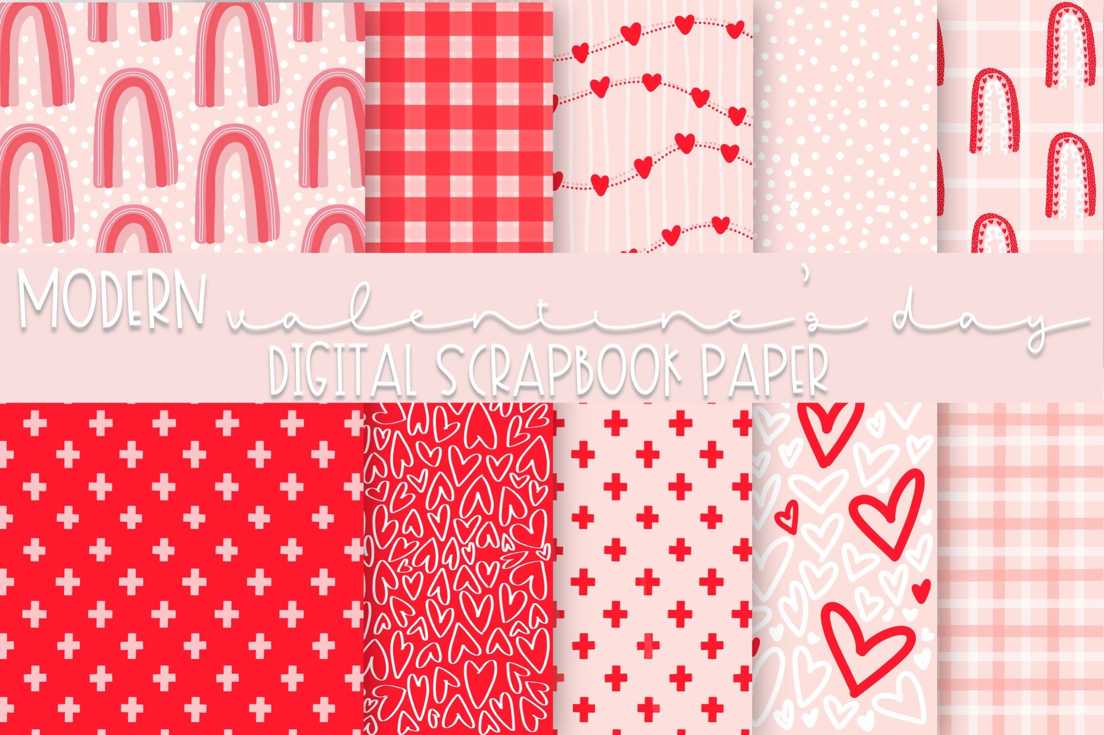 Modern Valentine's Day Digital Scrapbook Paper