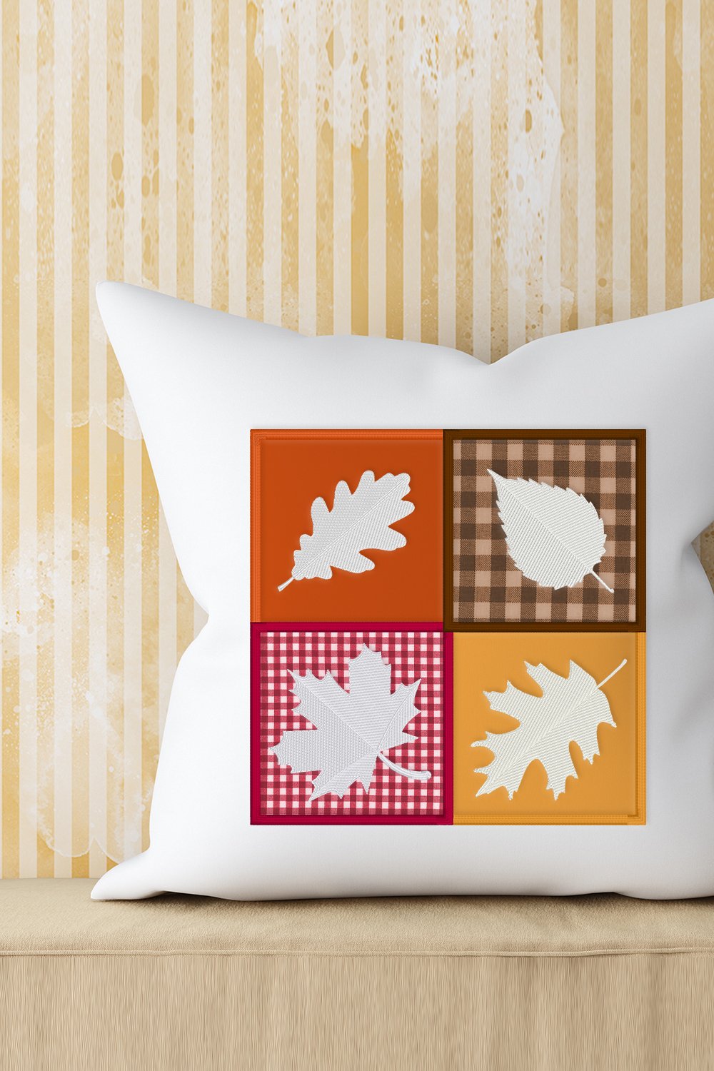 Fall Leaf Squares Applique Embroidery File