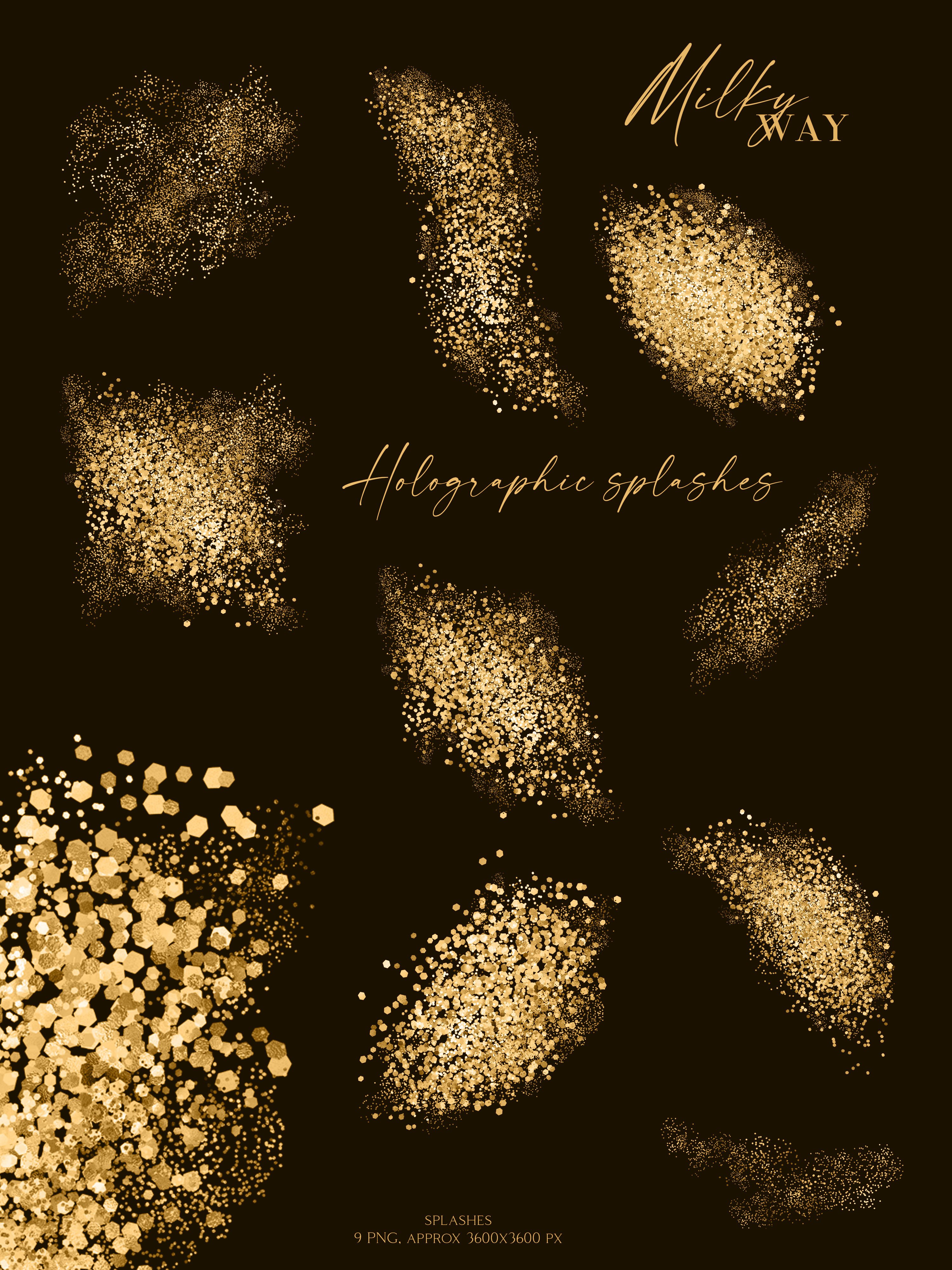 Gold Glitter holographic overlays Golden falling glitter 112