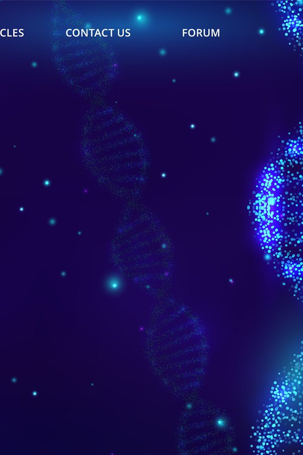 DNA landing page. Vector genetics engineering web page templ