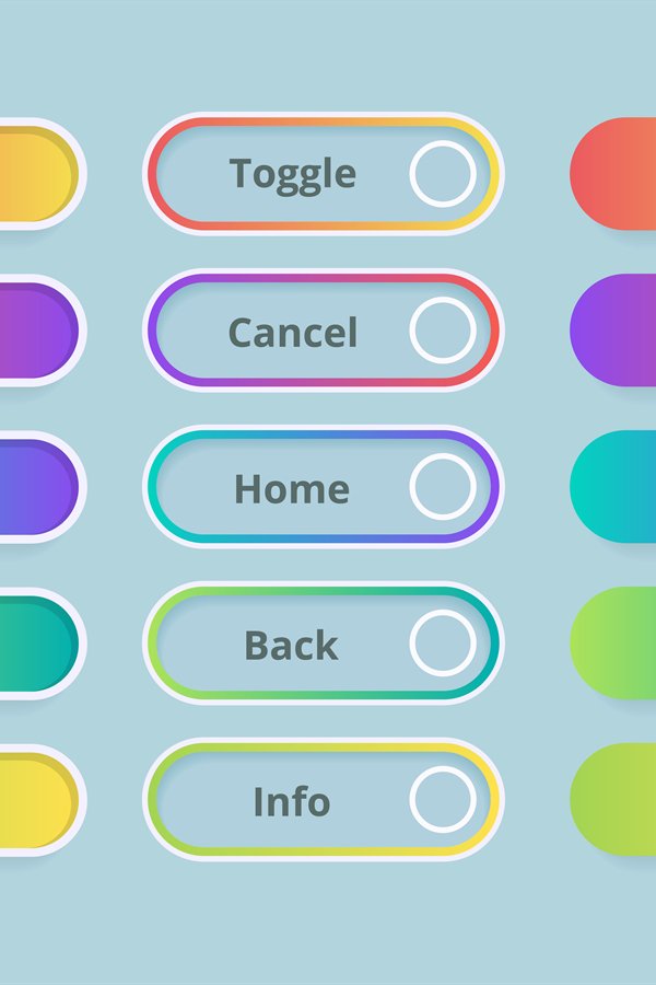 Gradient buttons. Web ui elements colored template vector ac