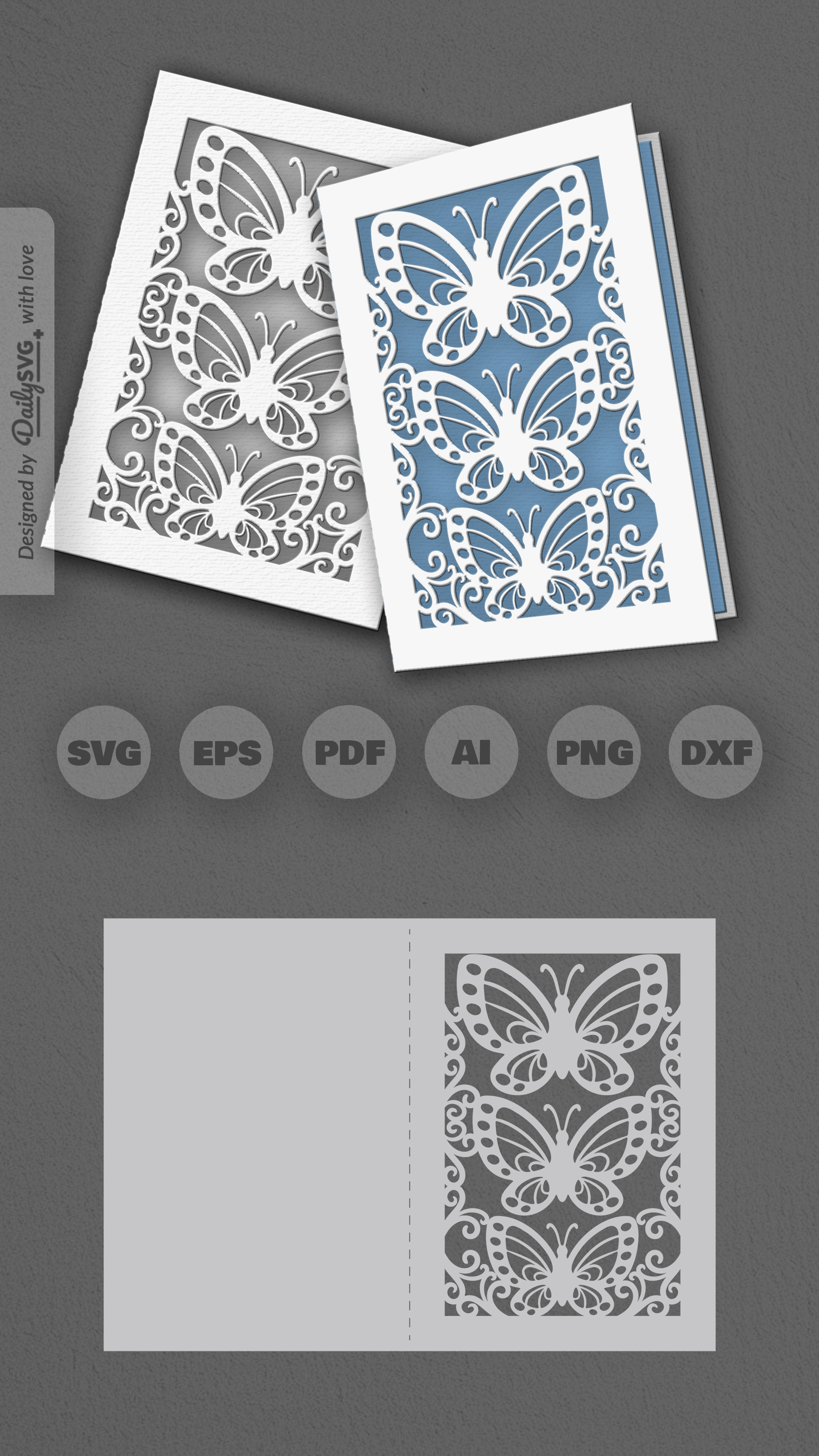 Butterfly Cutway Greeting Card SVG (5727047)