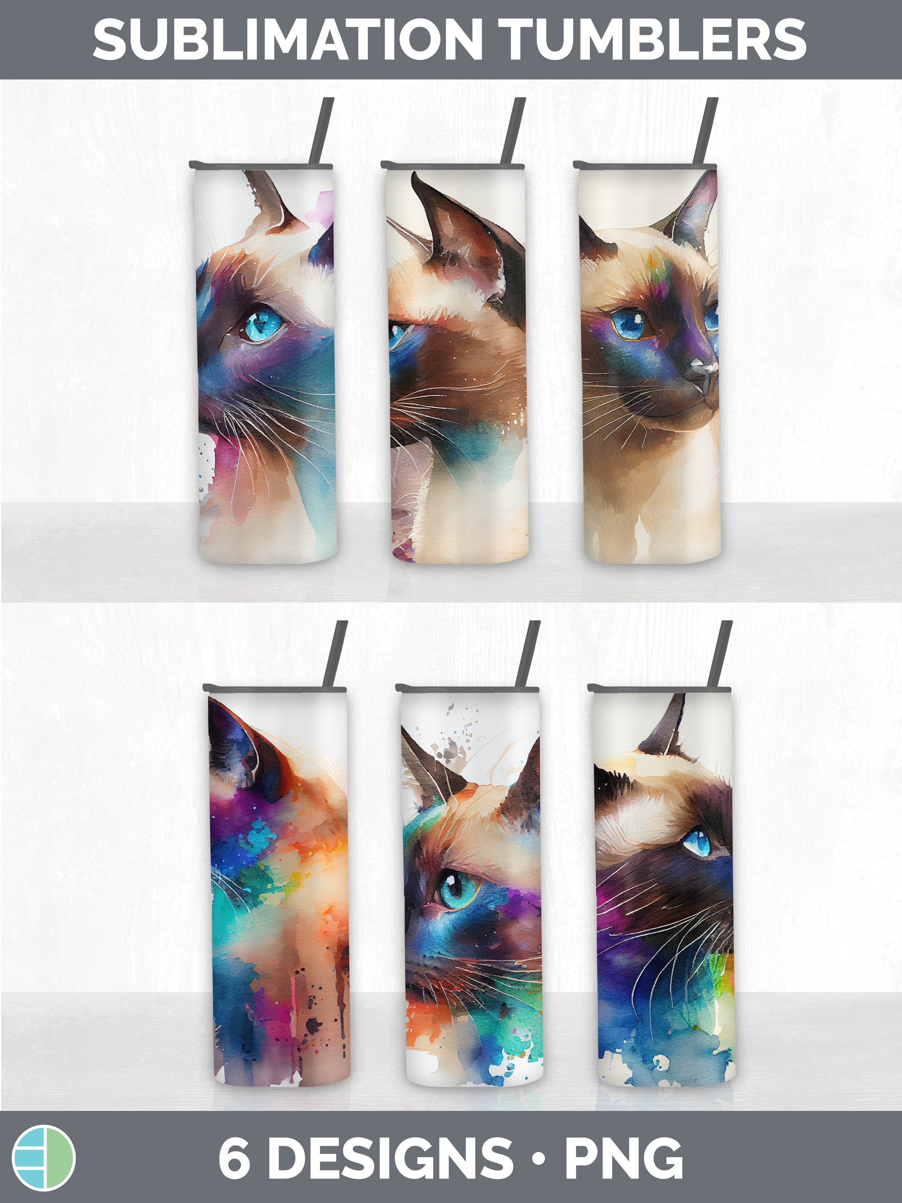 Rainbow Siamese Cat Tumbler Sublimation Bundle