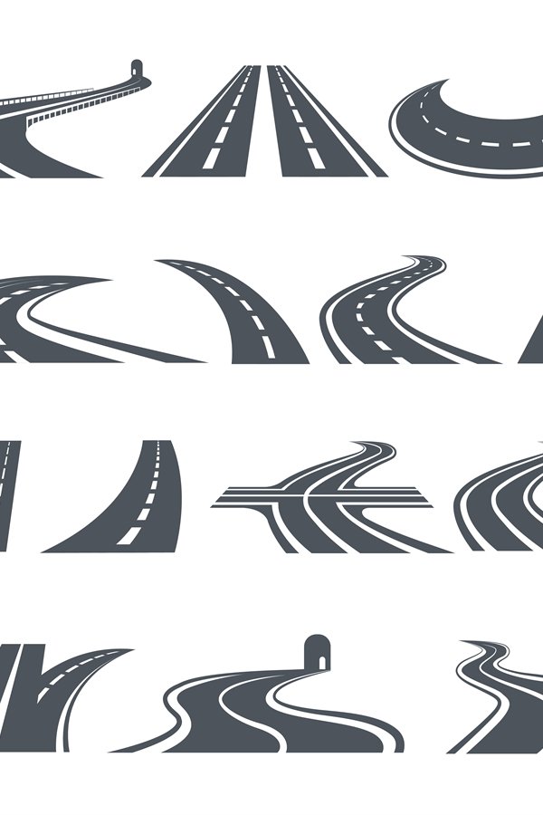 Stylized symbols of road and highway. Pictures for logo desi