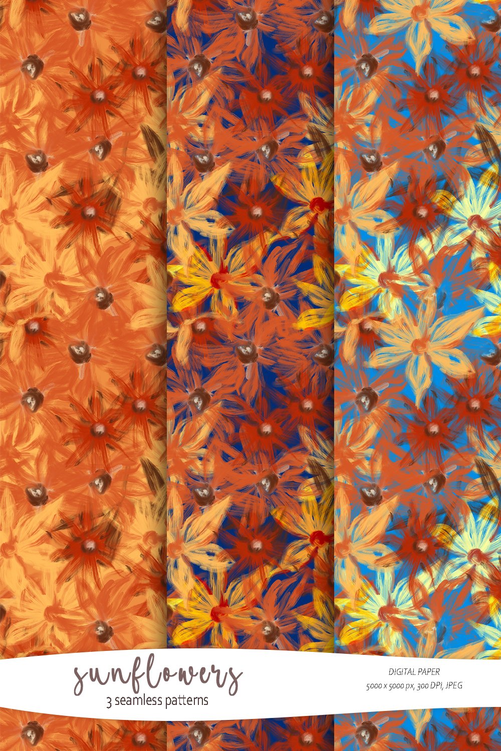 Abstract sunflower fall seamless patterns/ digital paper