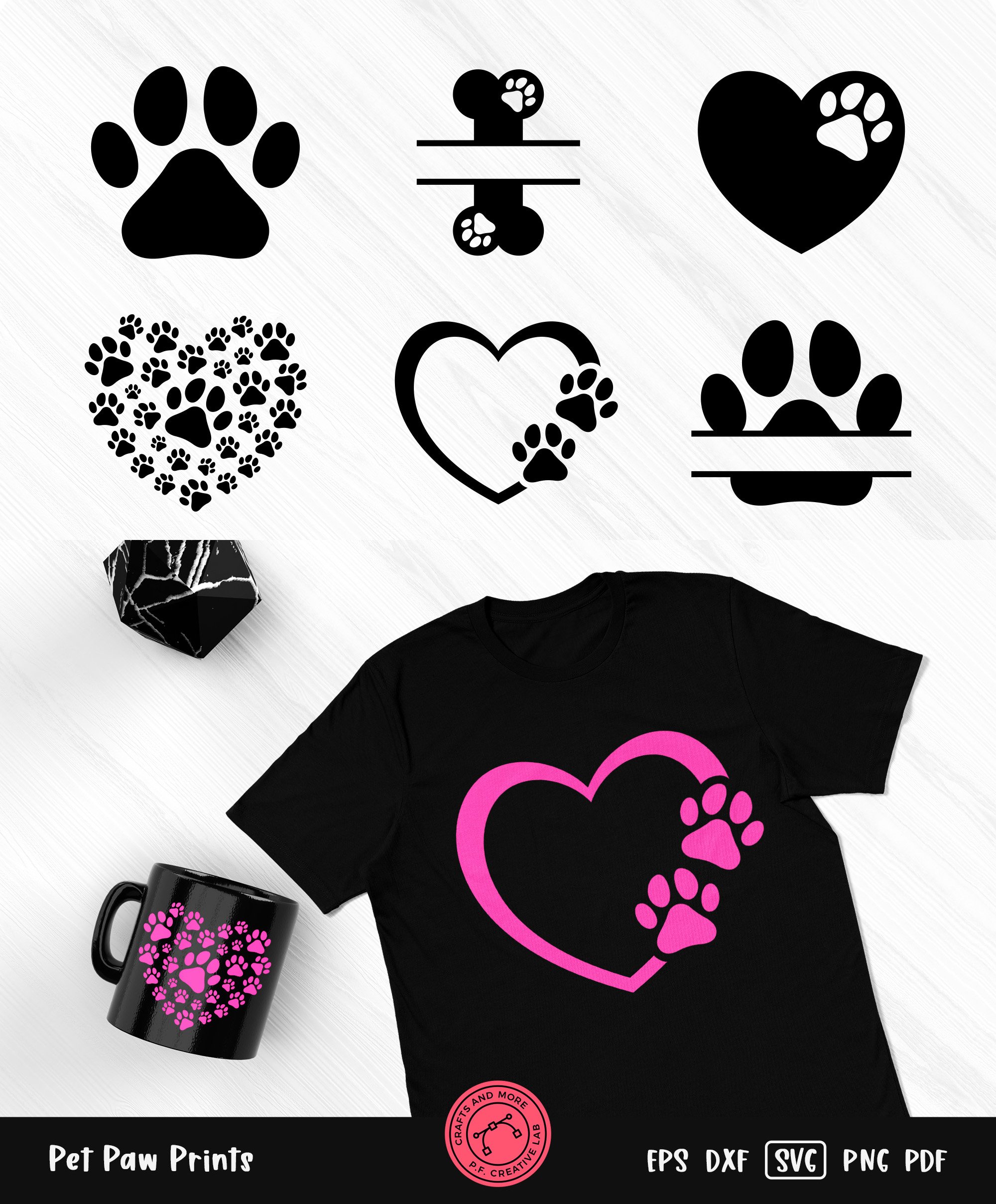 Paw Print SVG Dog Silhouettes