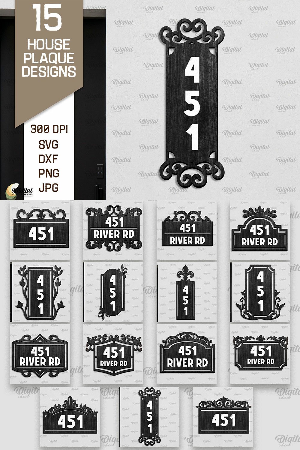 House Number Plaques Laser Cut Bundle. House Signs SVG