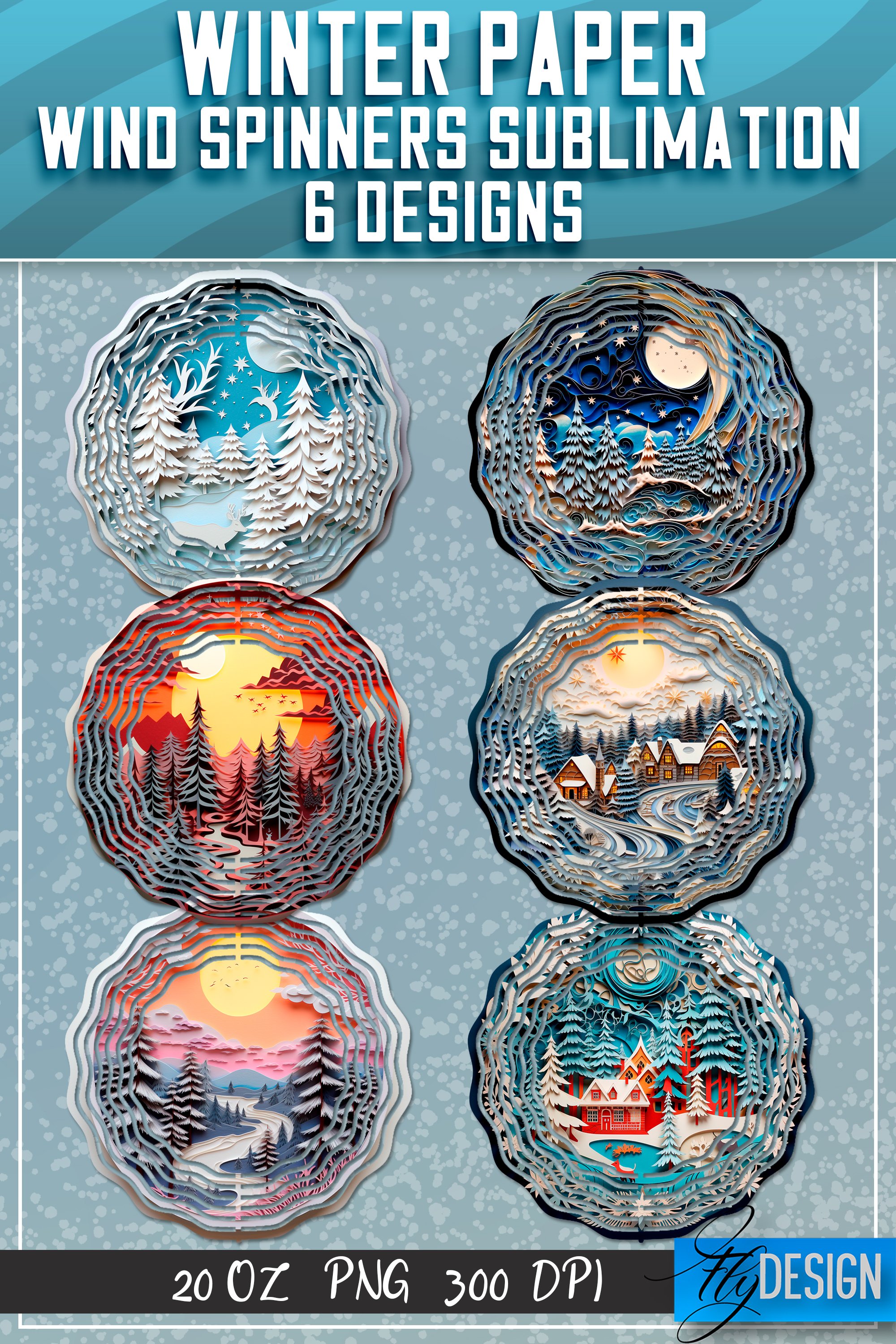 Winter Paper Wind Spinners Sublimation Bundle | (2755892)