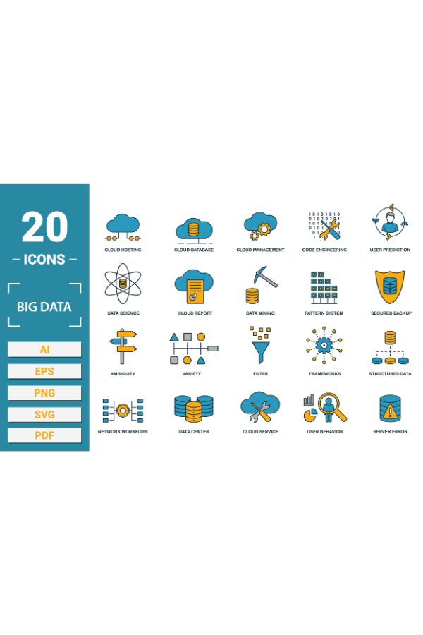 Big data icon vector set in SVG, PNG, JPG, EPS, PDF, AI.