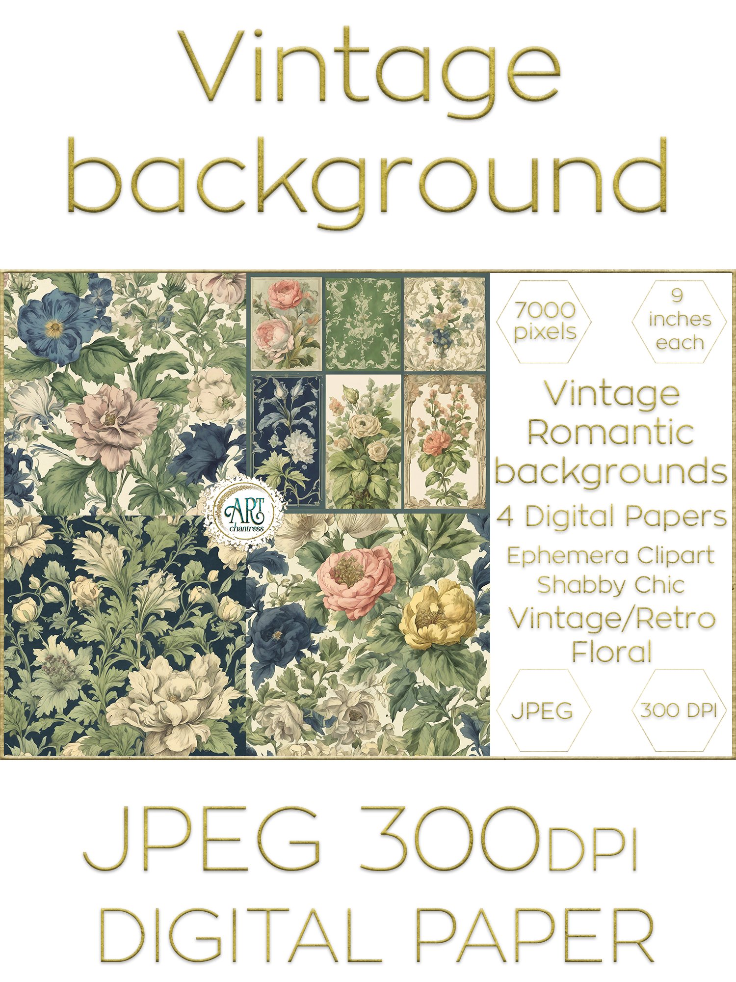 Vintage Classic digital papers Bohemian Floral (3105246)