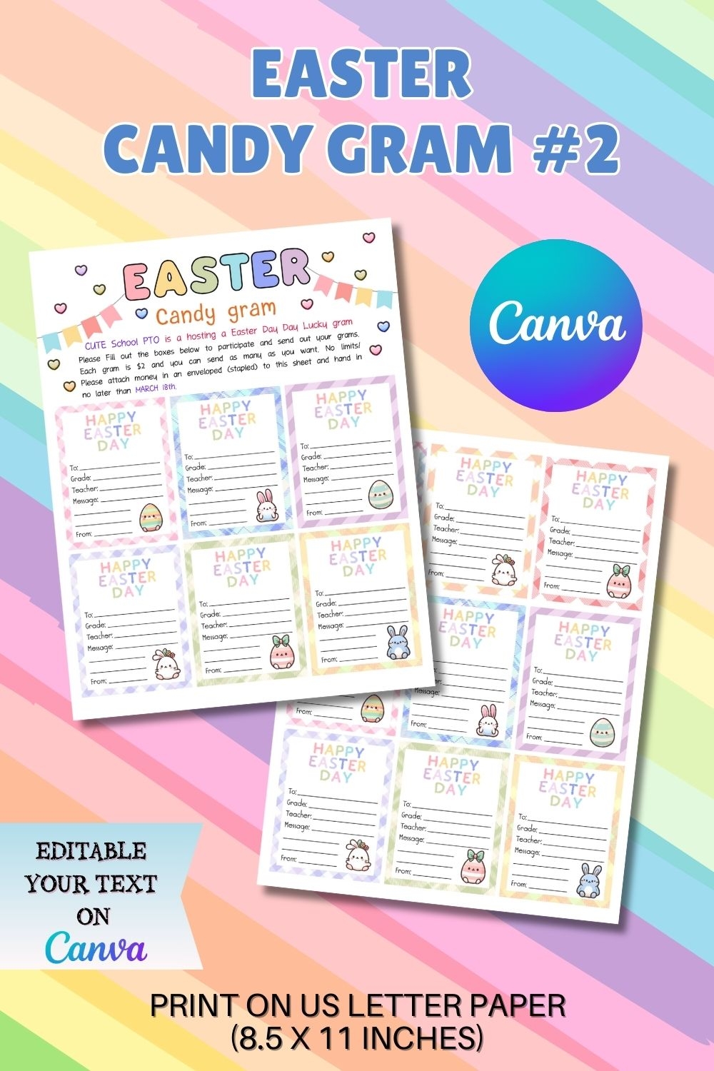 Easter Bunny Candy Gram #2 - Canva Template