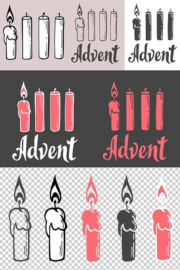 Advent - Hand drawn candles, vector illustration