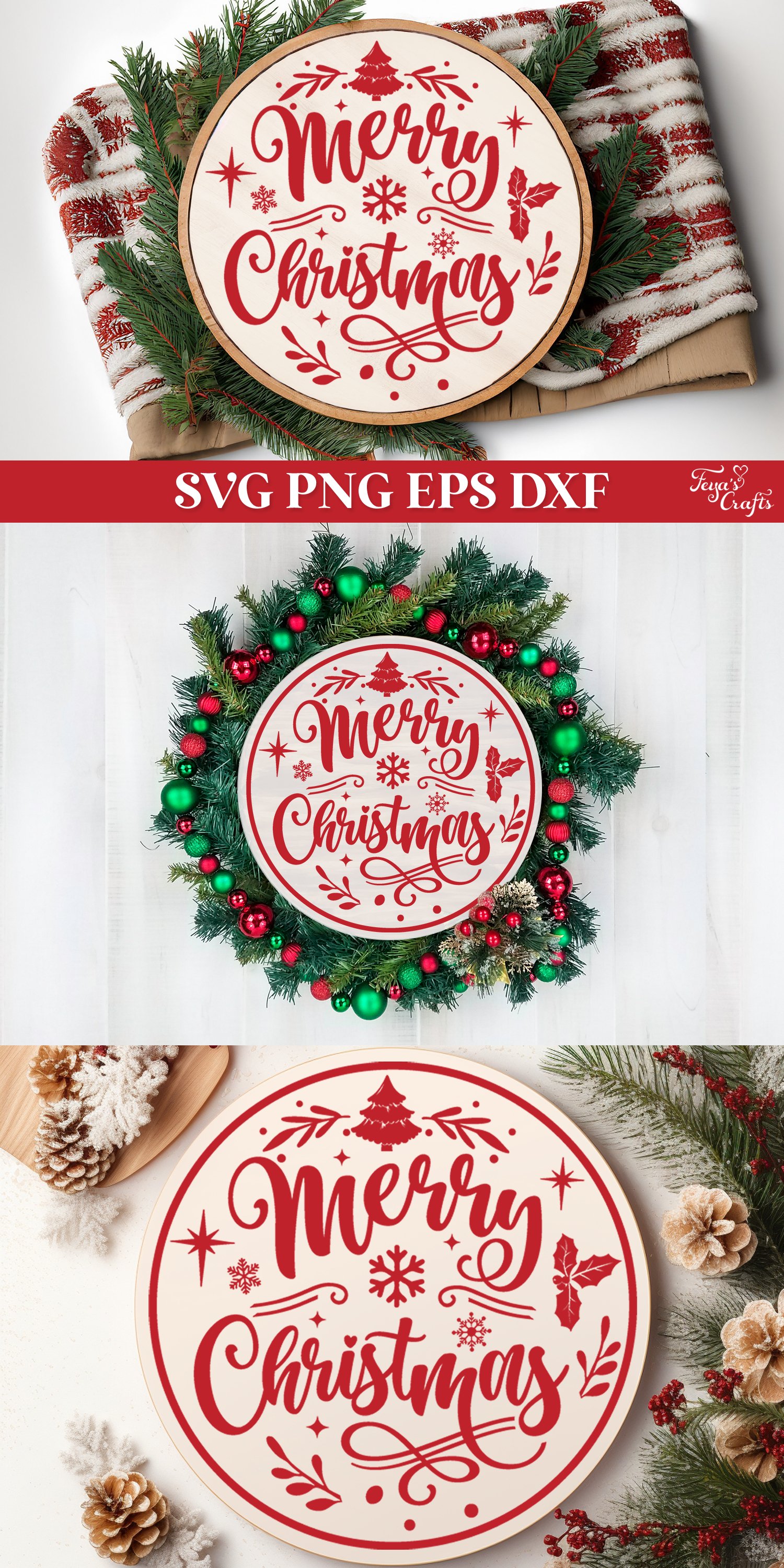 Merry Christmas Round Christmas SVG Ornament