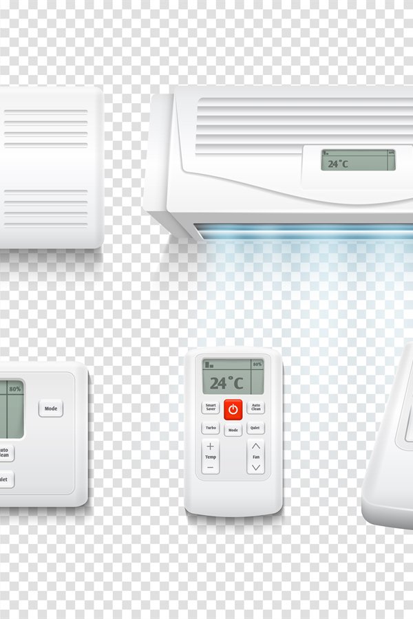Realistic air conditioner. Conditioners wave, summer home ai