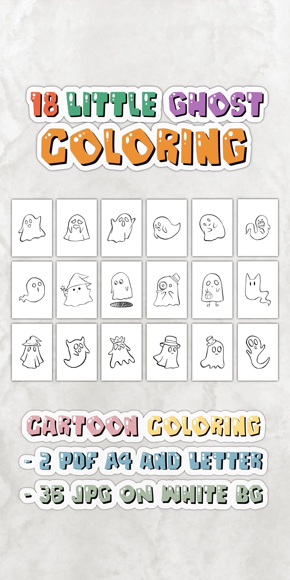 Little Ghost Coloring for Kids PDF JPG