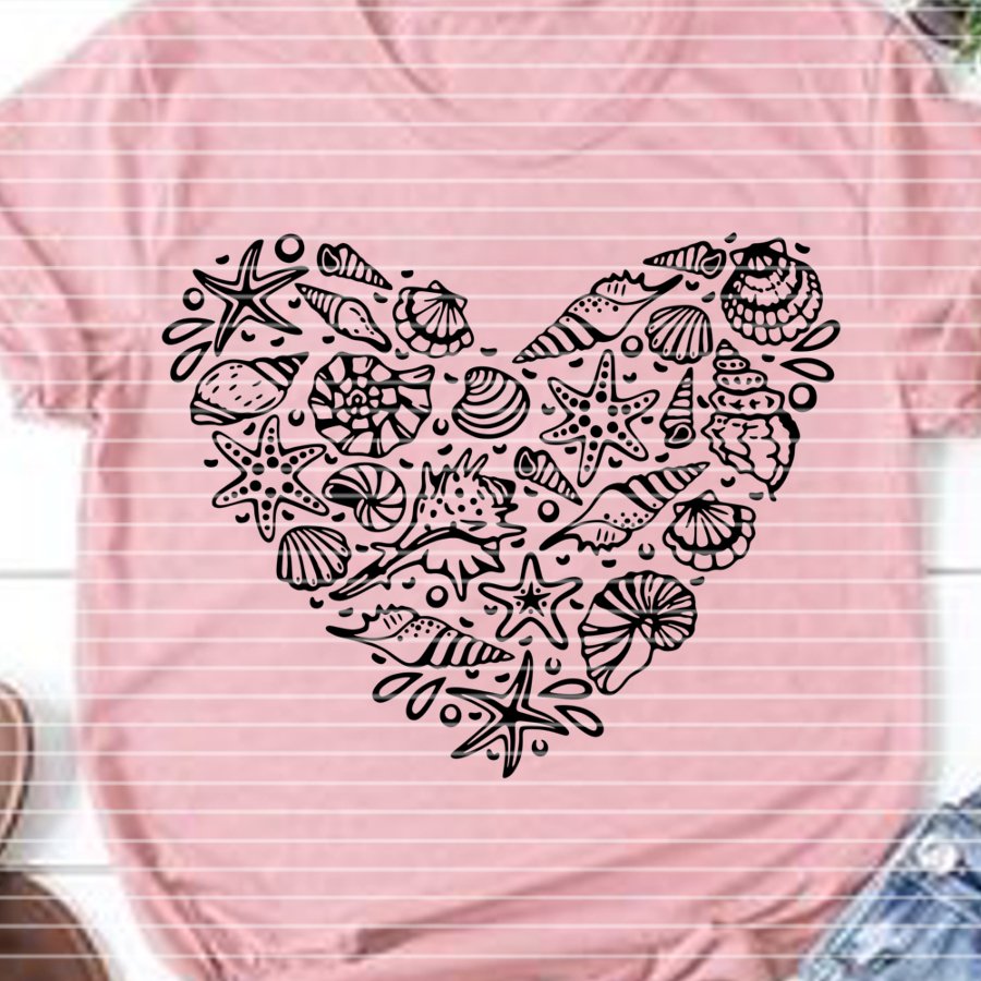 shell heart Cutting file SVG DXF FCM