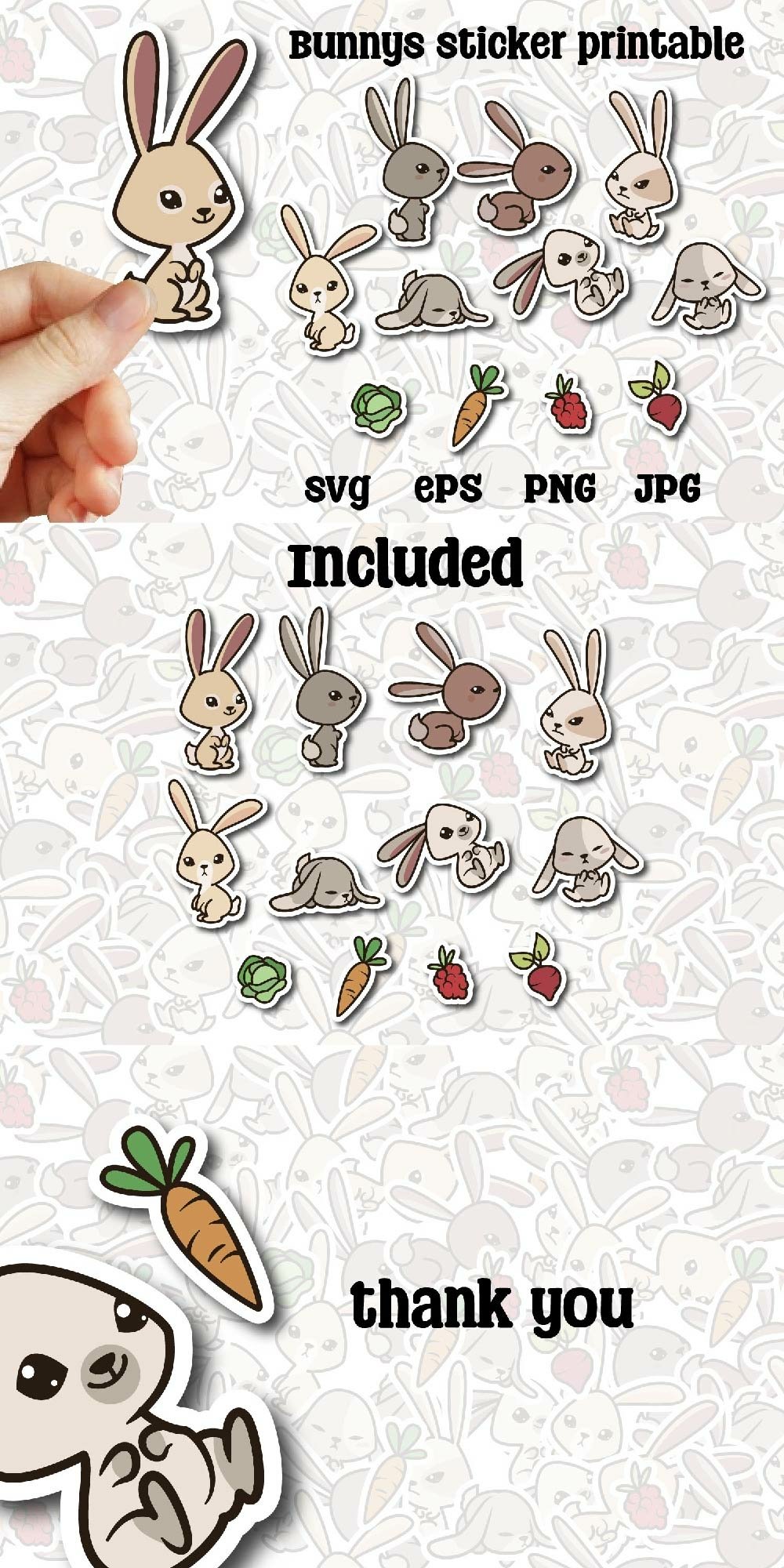 Bunnys Sticker printable clipart