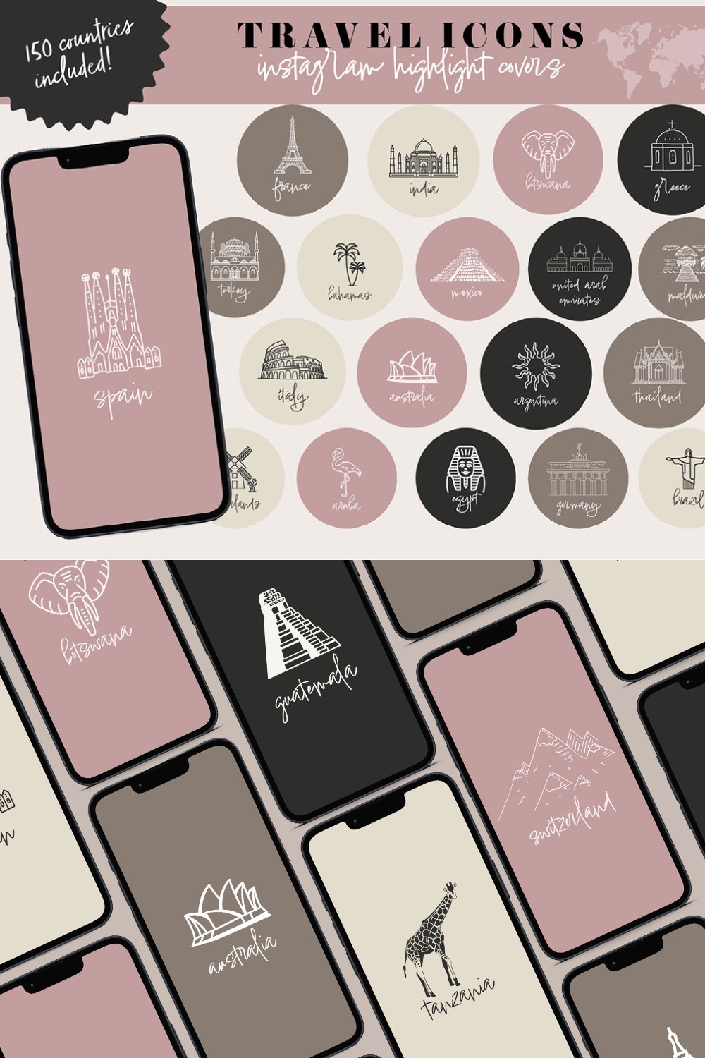 travel instagram highlight logos