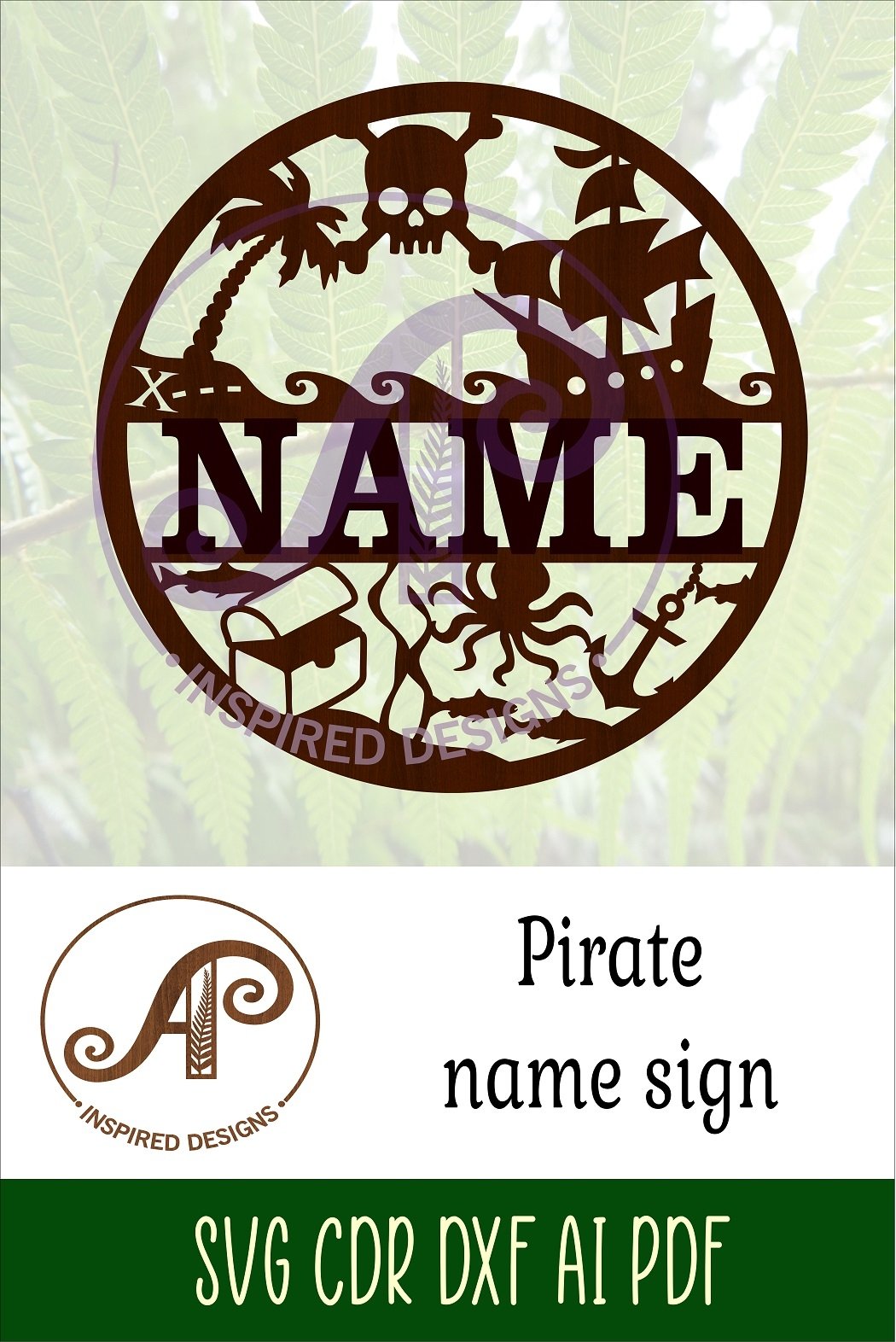 Pirate name sign svg laser cut template